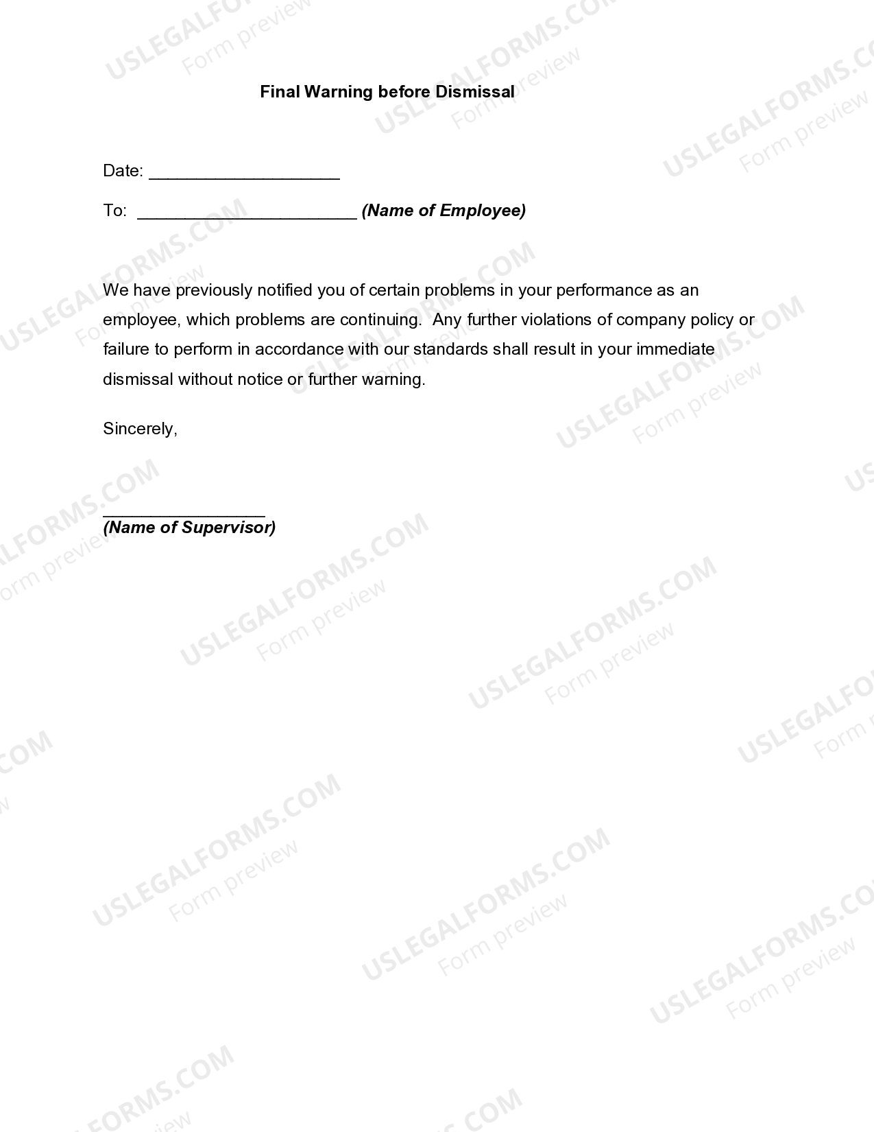 New Hampshire Final Warning Before Dismissal - Warning Employee Final ...