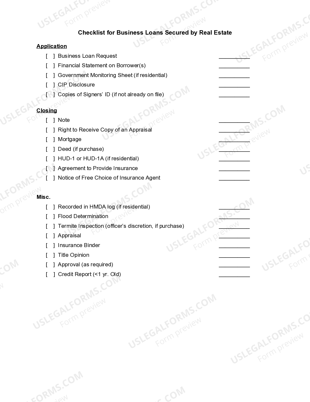 Checklist For Business Loans Secured By Real Estate Business Loan Checklist For Business Loans Secured By Real Estate Business Loan
