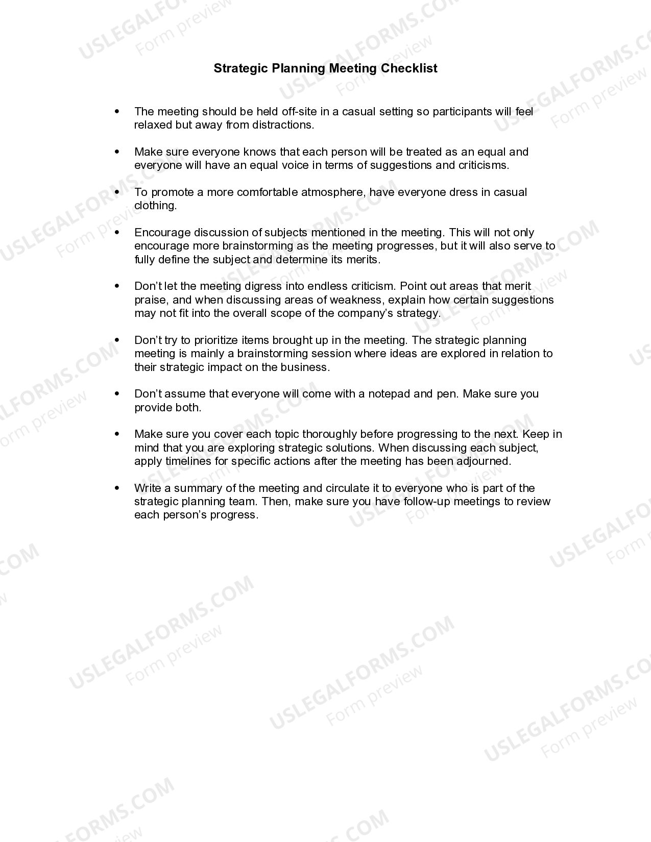Delaware Strategic Planning Meeting Checklist - Strategic Meeting ...