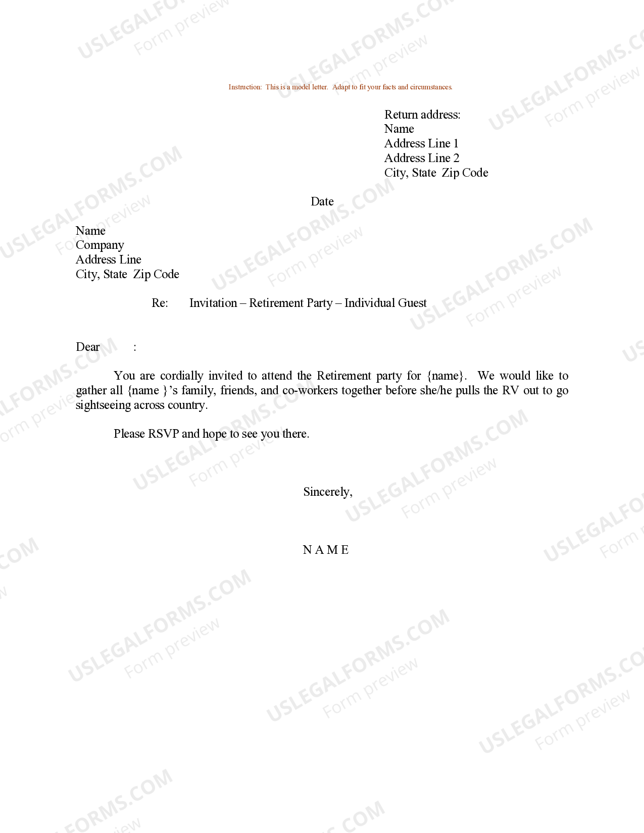 Mississippi Sample Letter for Invitation - Retirement Party - Award ...