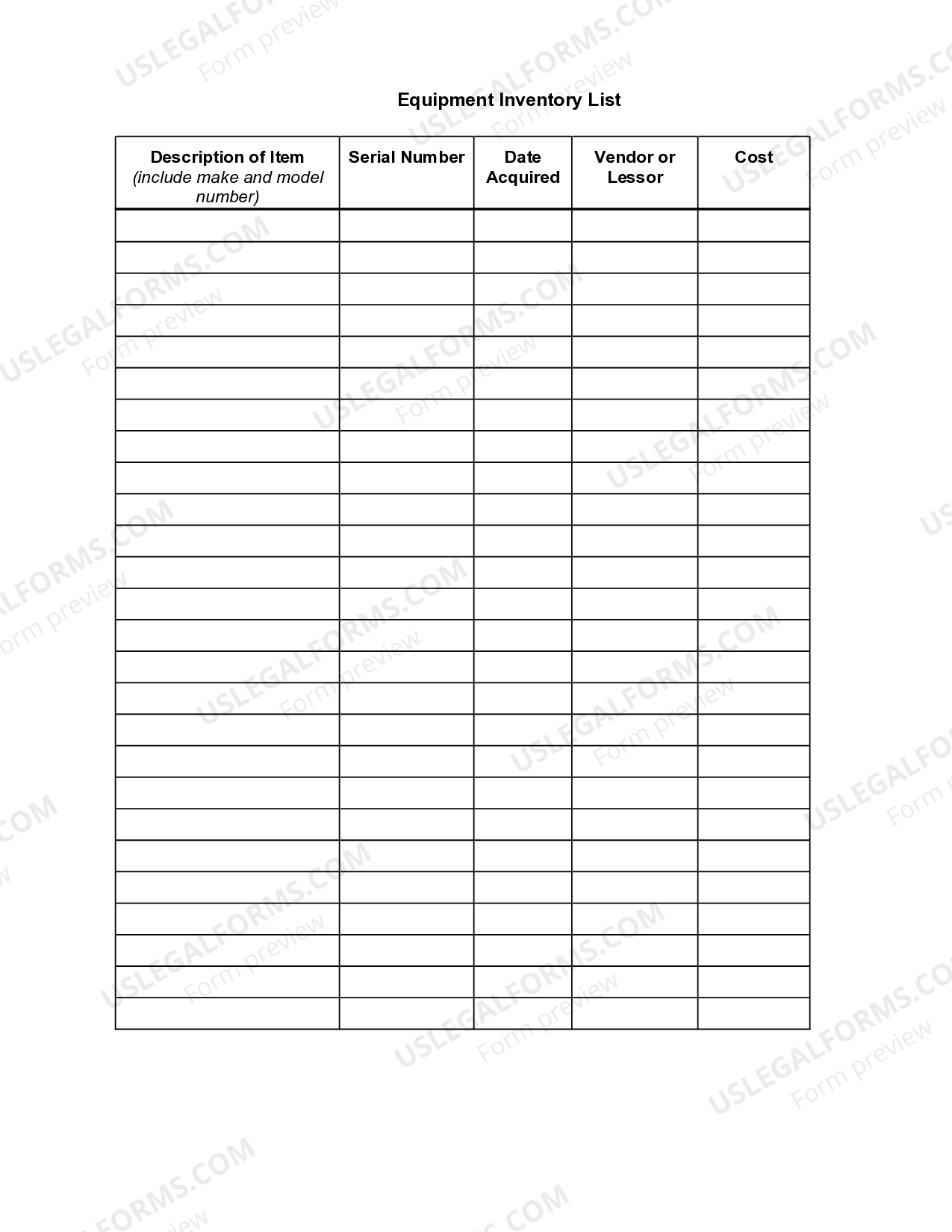 Arkansas Equipment Inventory List - Construction Inventory List | US ...
