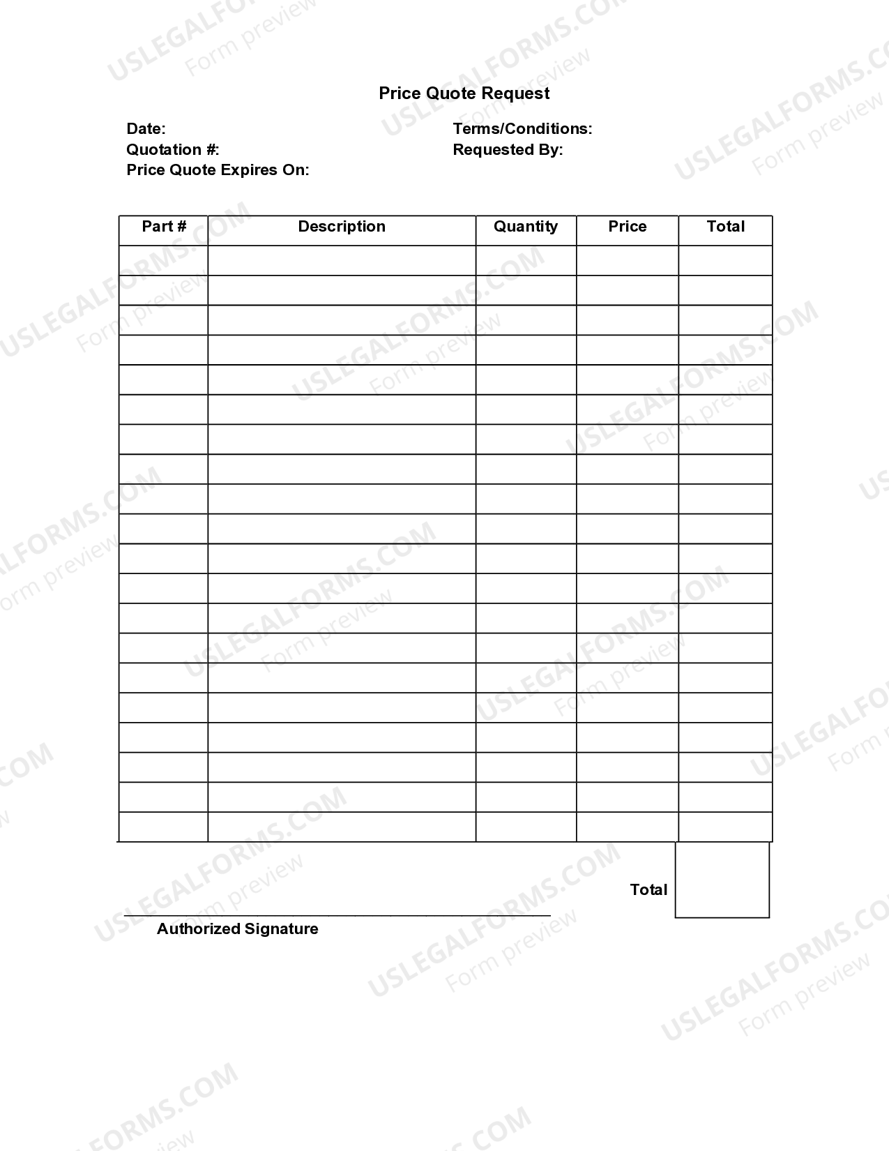 Utah Price Quote Request - Quote Request | US Legal Forms