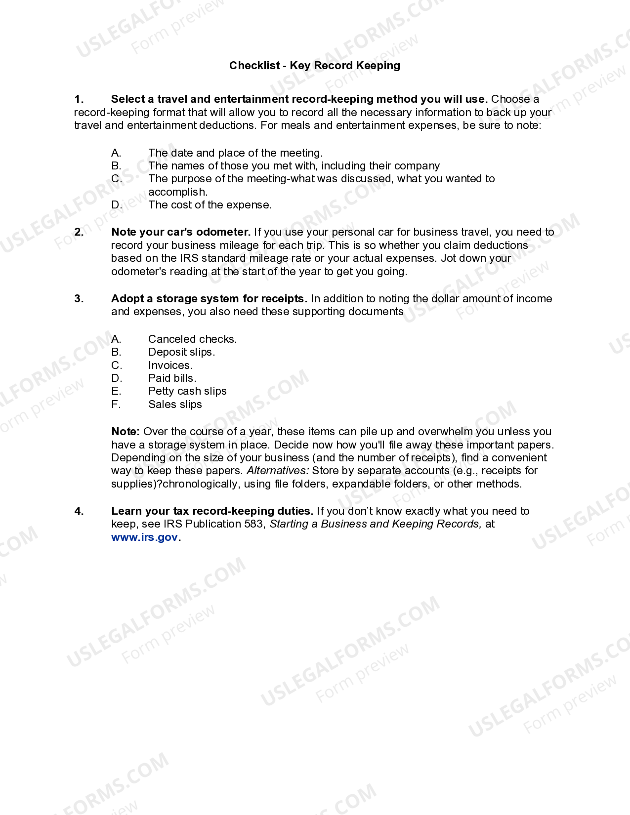 Oklahoma Checklist - Key Record Keeping - Record Keep Business | US ...