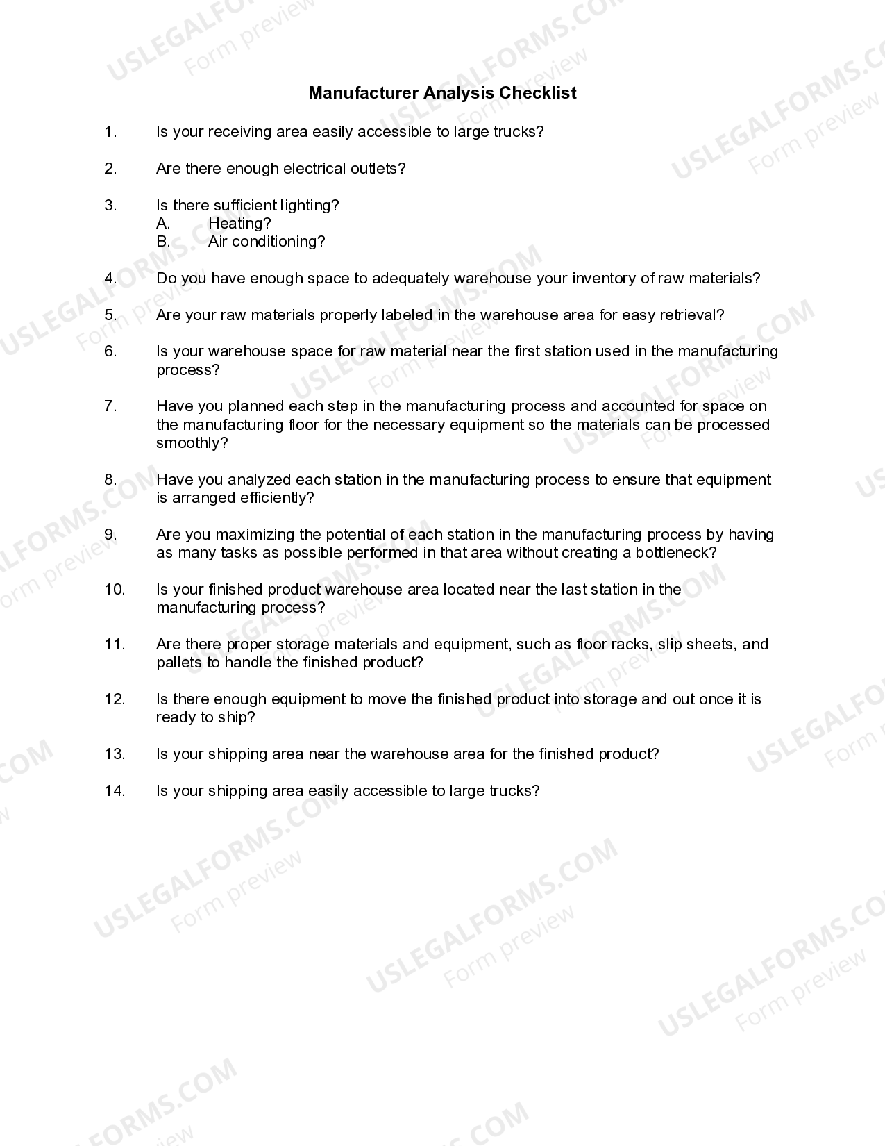 Mississippi Manufacturer Analysis Checklist | US Legal Forms