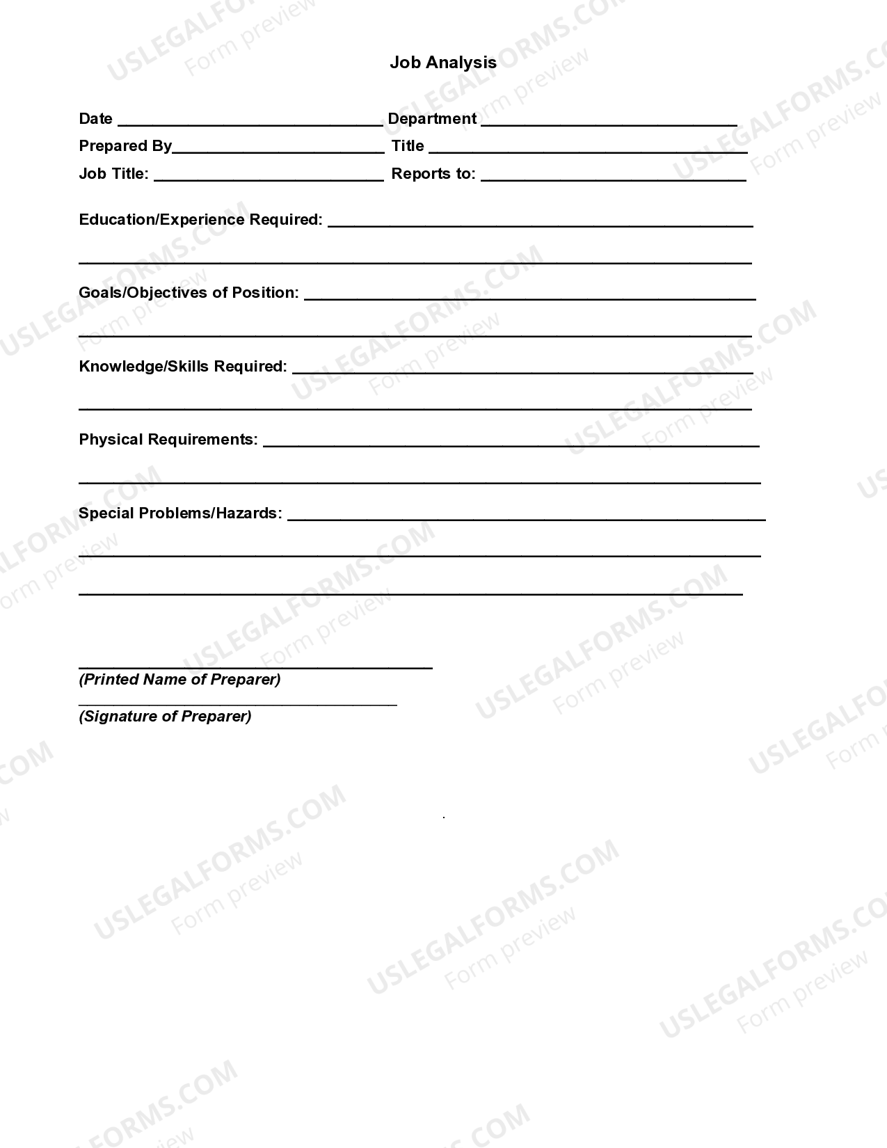 Arizona Job Analysis - Form Job Analysis Blank | US Legal Forms