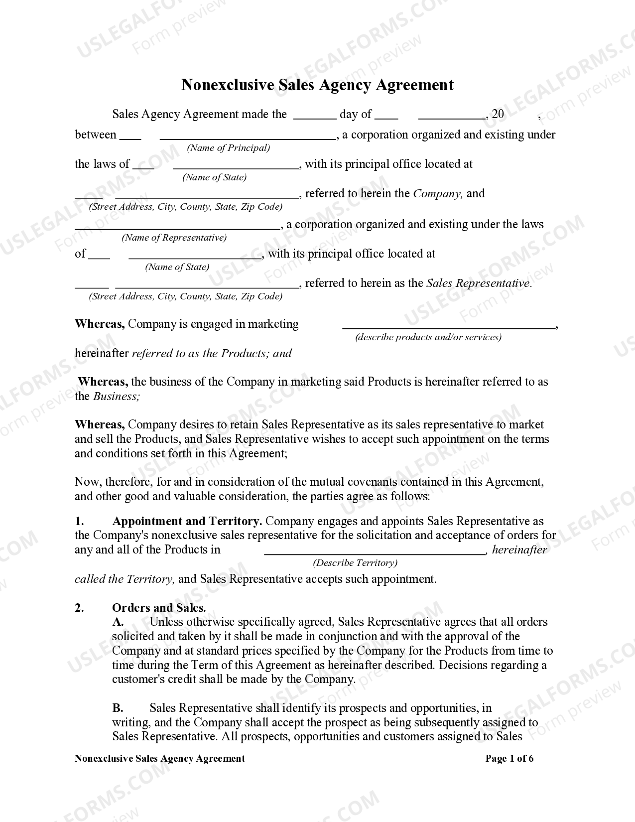 Sales Agency Agreement With Undertaking | US Legal Forms