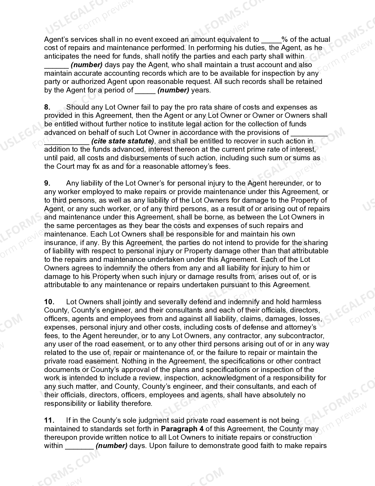 Private Road Maintenance Agreement - Private Road Maintenance | US ...