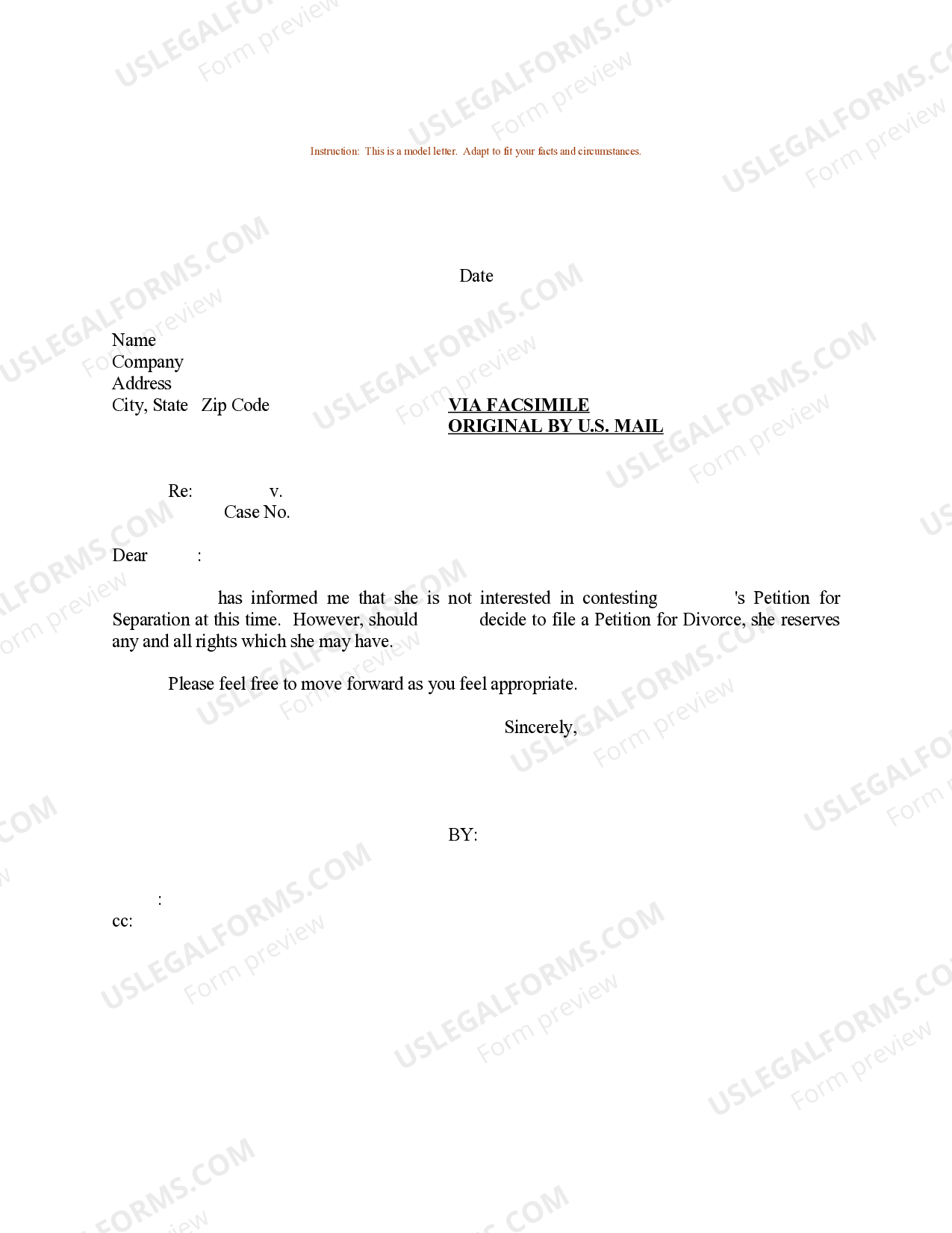 Sample Letter for Petition for Separation - No Contest - No Contest ...
