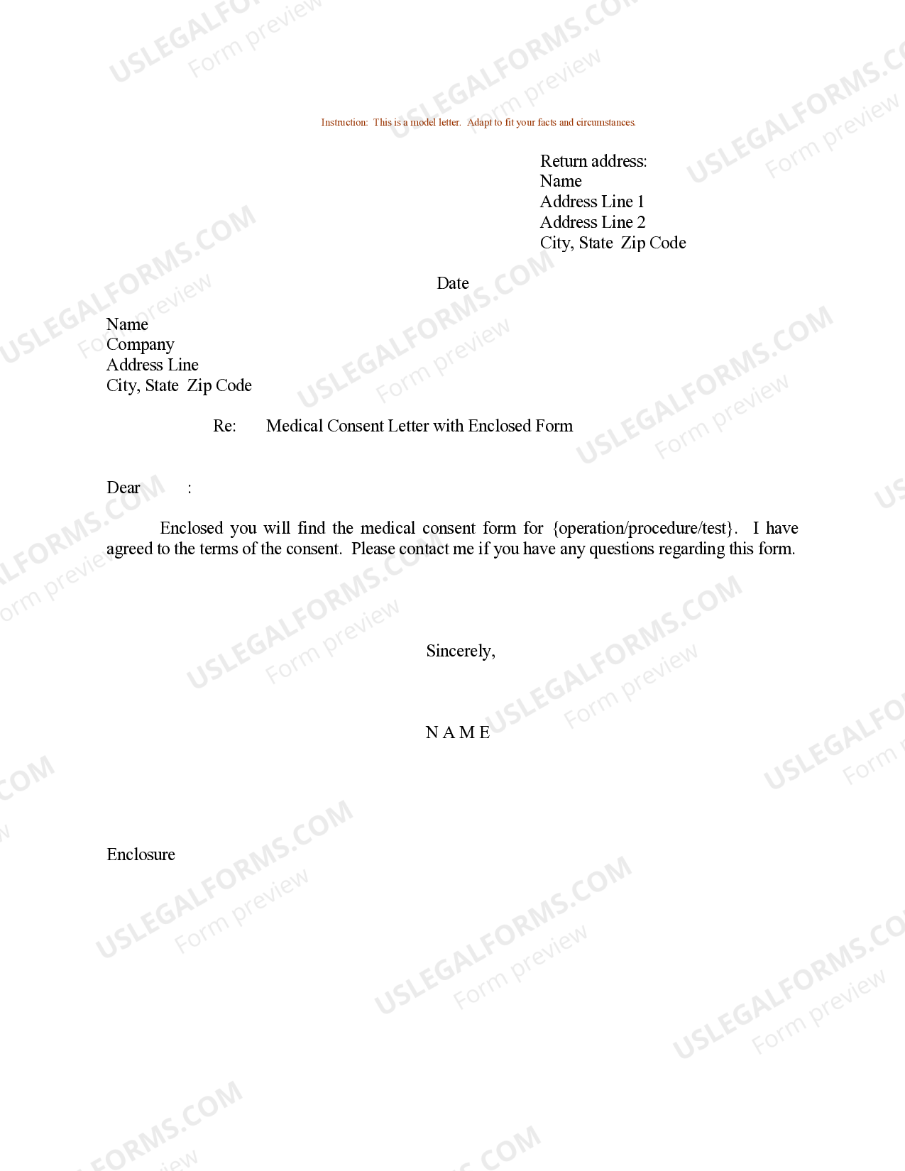 Florida Sample Letter for Medical Consent Letter - Medical Consent | US ...