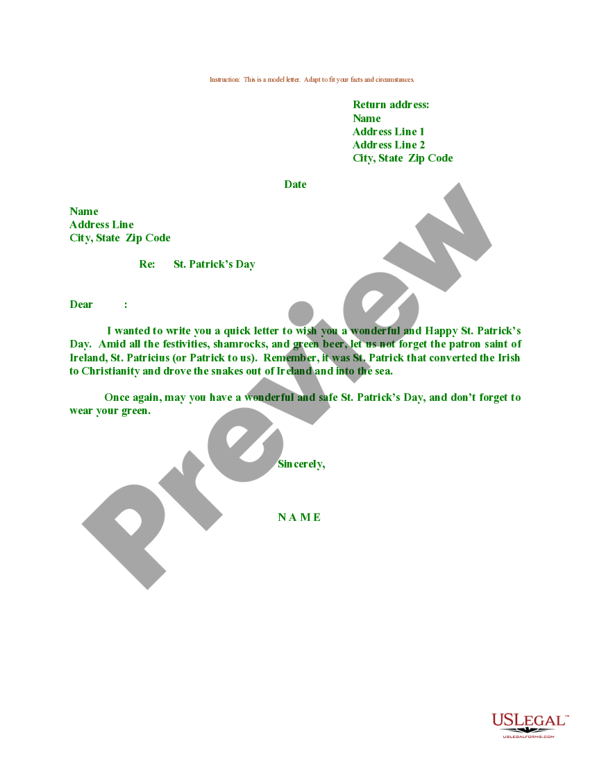 Pennsylvania Sample Letter For Happy St Patrick s Day US Legal Forms pennsylvania-sample-letter-for-happy-st-patrick-s-day-us-legal-forms