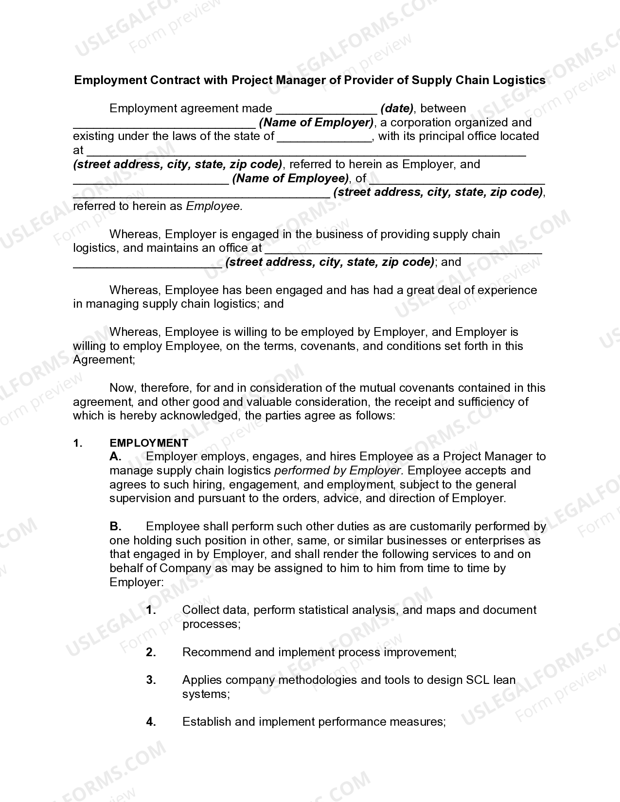 Washington Employment Contract with Project Manager of Provider of ...