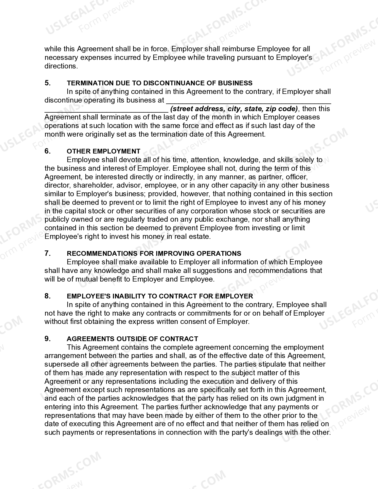 Delaware Employment Contract with Project Manager of Provider of Supply ...