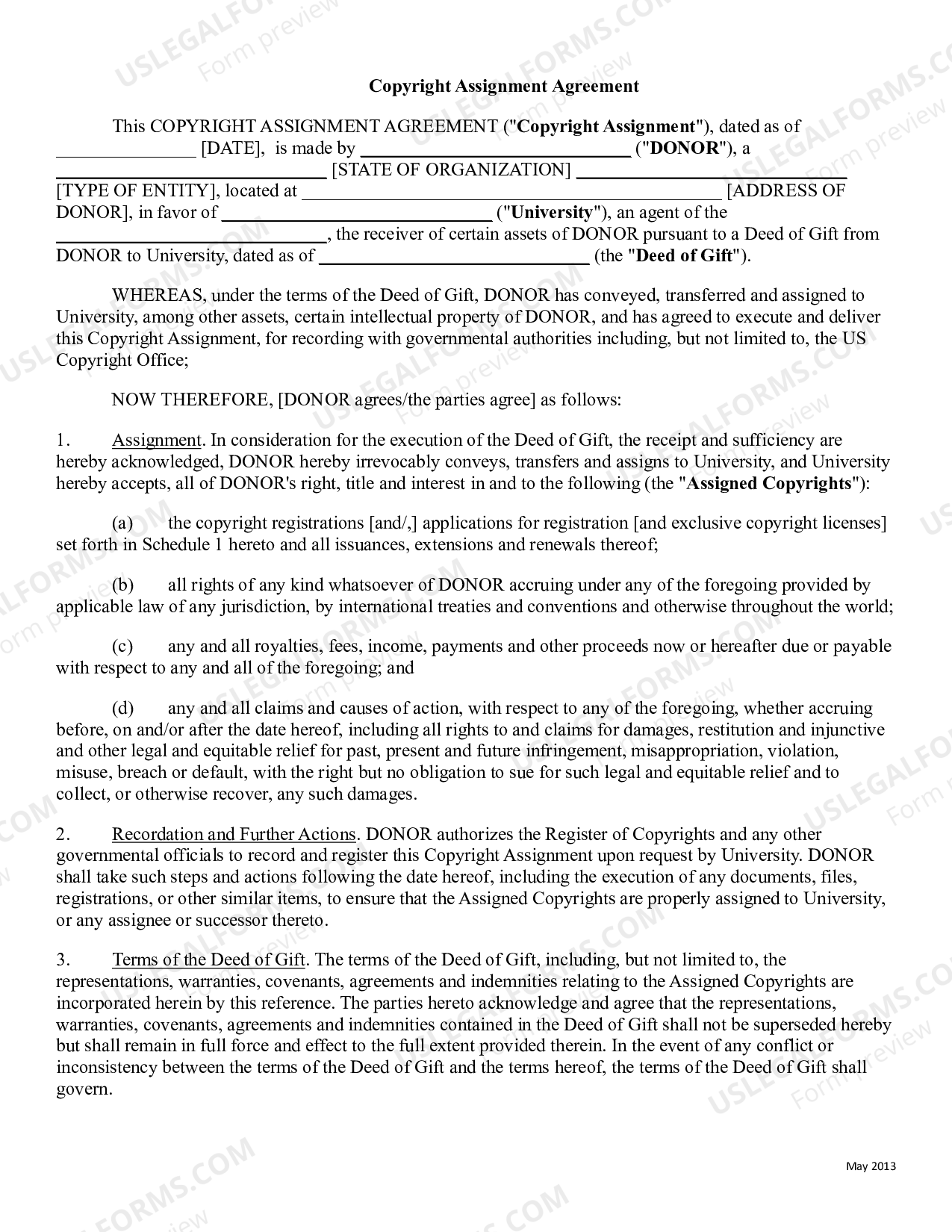 Copyright Assignment Agreement | US Legal Forms