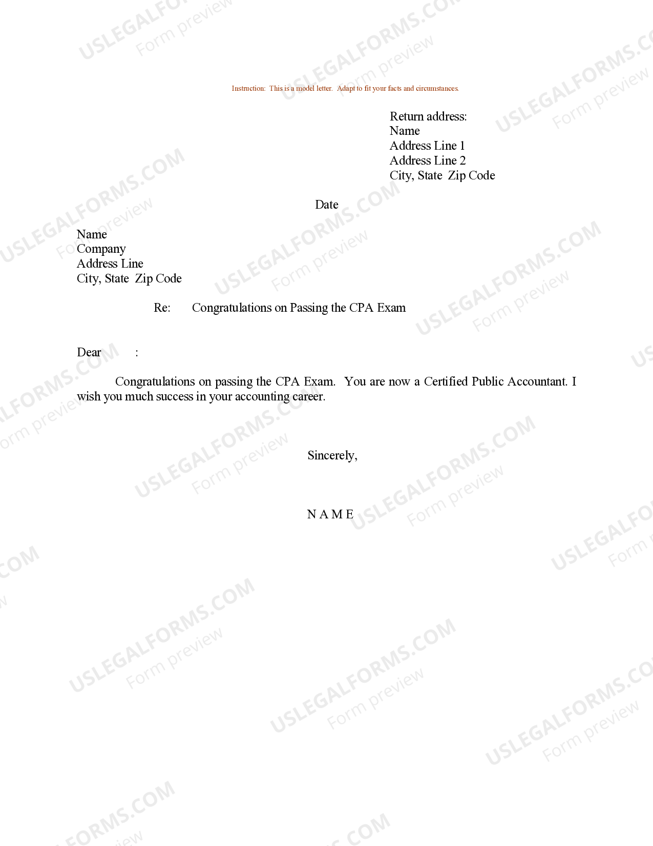 Maryland Sample Letter for Congratulations on Passing the CPA Exam ...