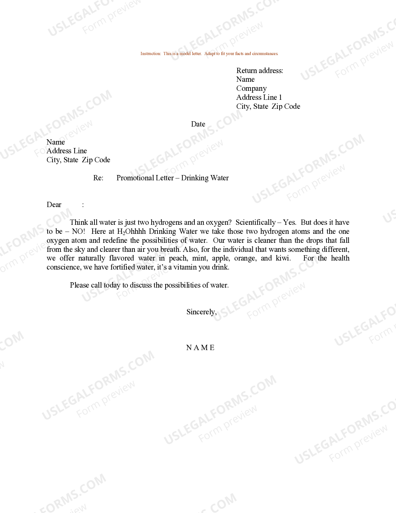 Mississippi Sample Letter for Promotion for Drinking Water - Letter ...