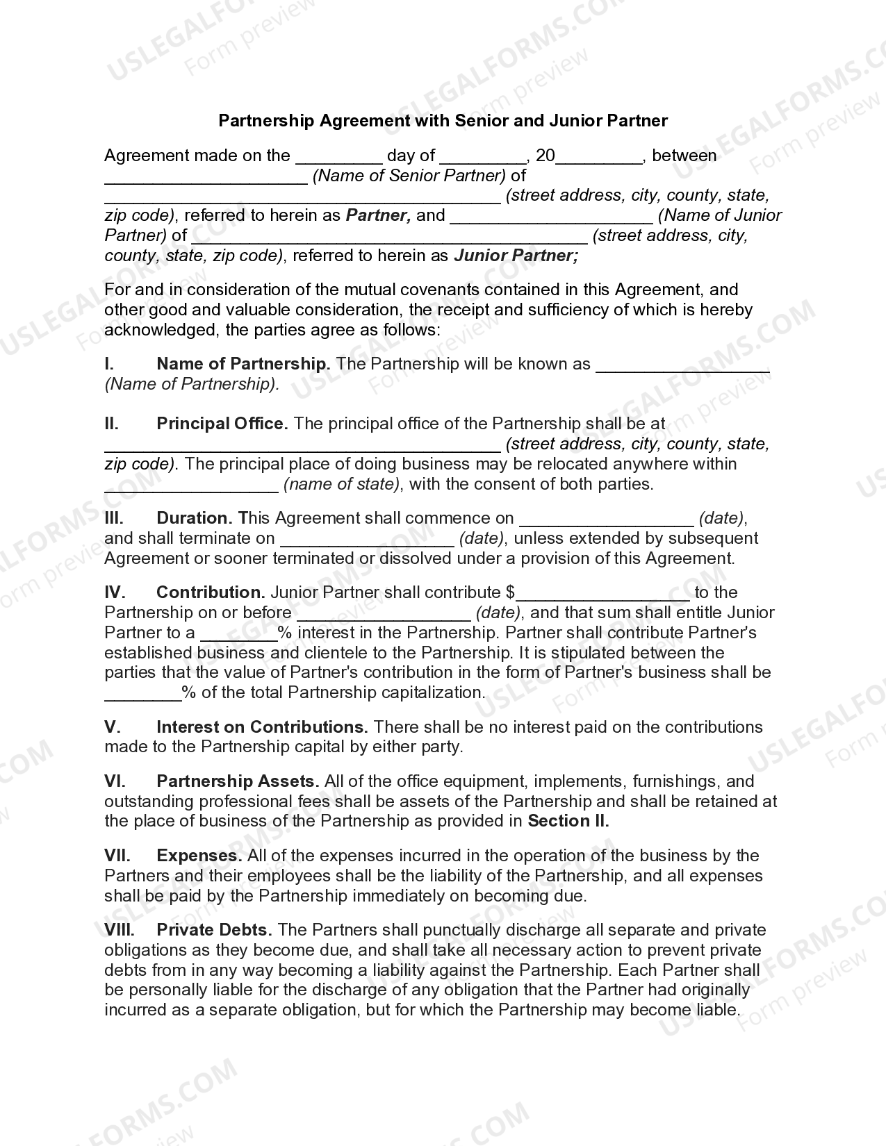 Montana Partnership Agreement with Senior and Junior Partners ...