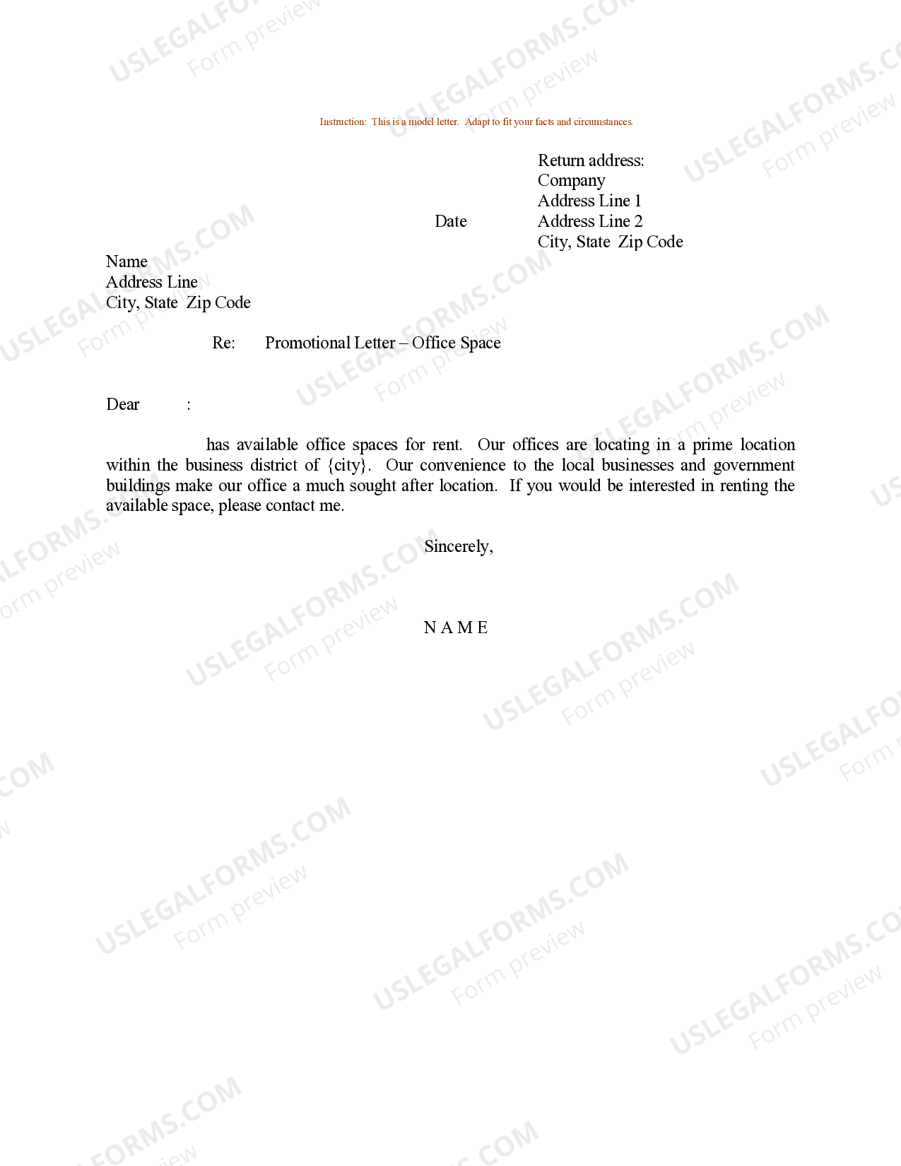 New Jersey Sample Letter for Promotional Letter - Office Space | US ...