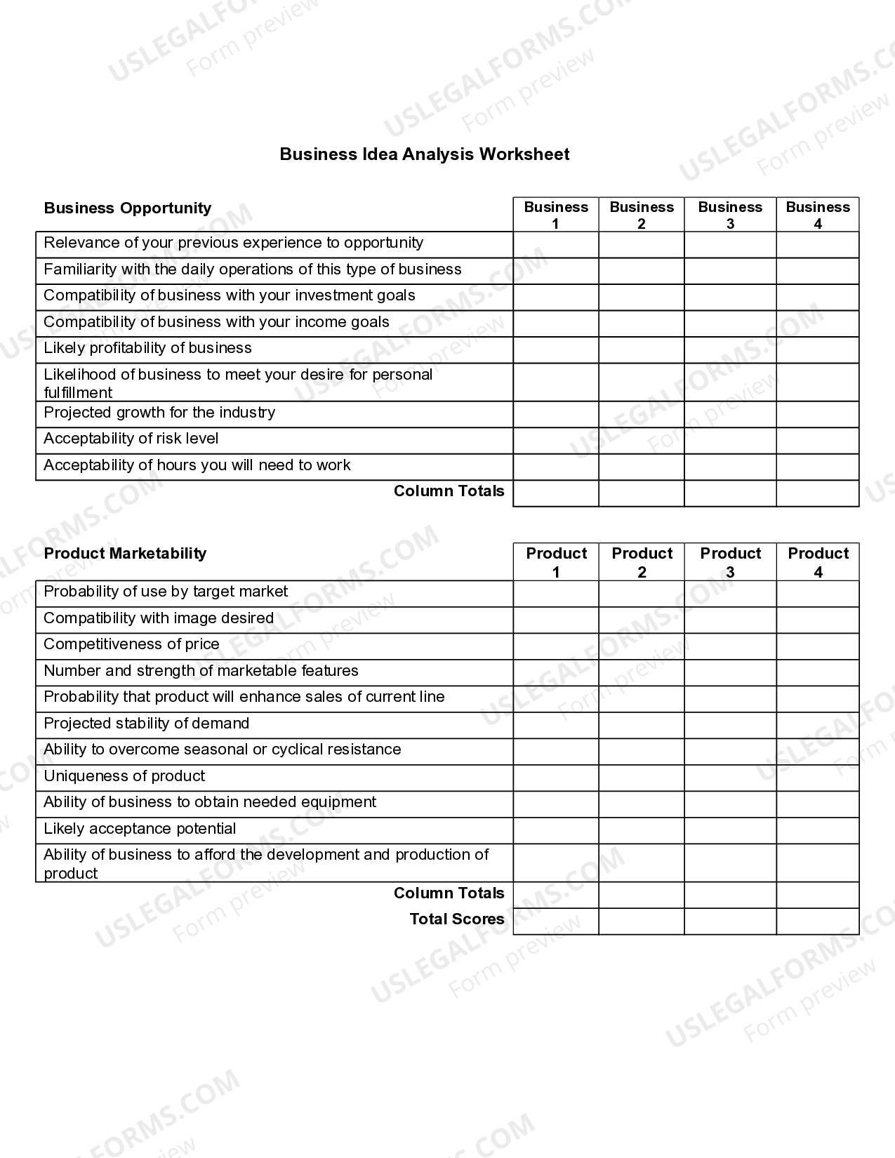 Missouri Business Idea Analysis Worksheet | US Legal Forms