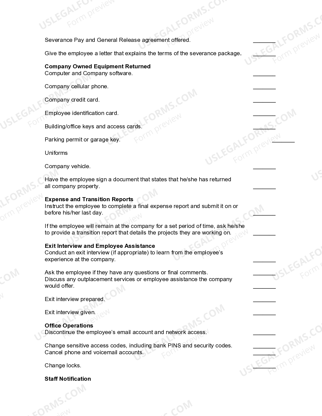 Texas Worksheet - Termination of Employment | US Legal Forms