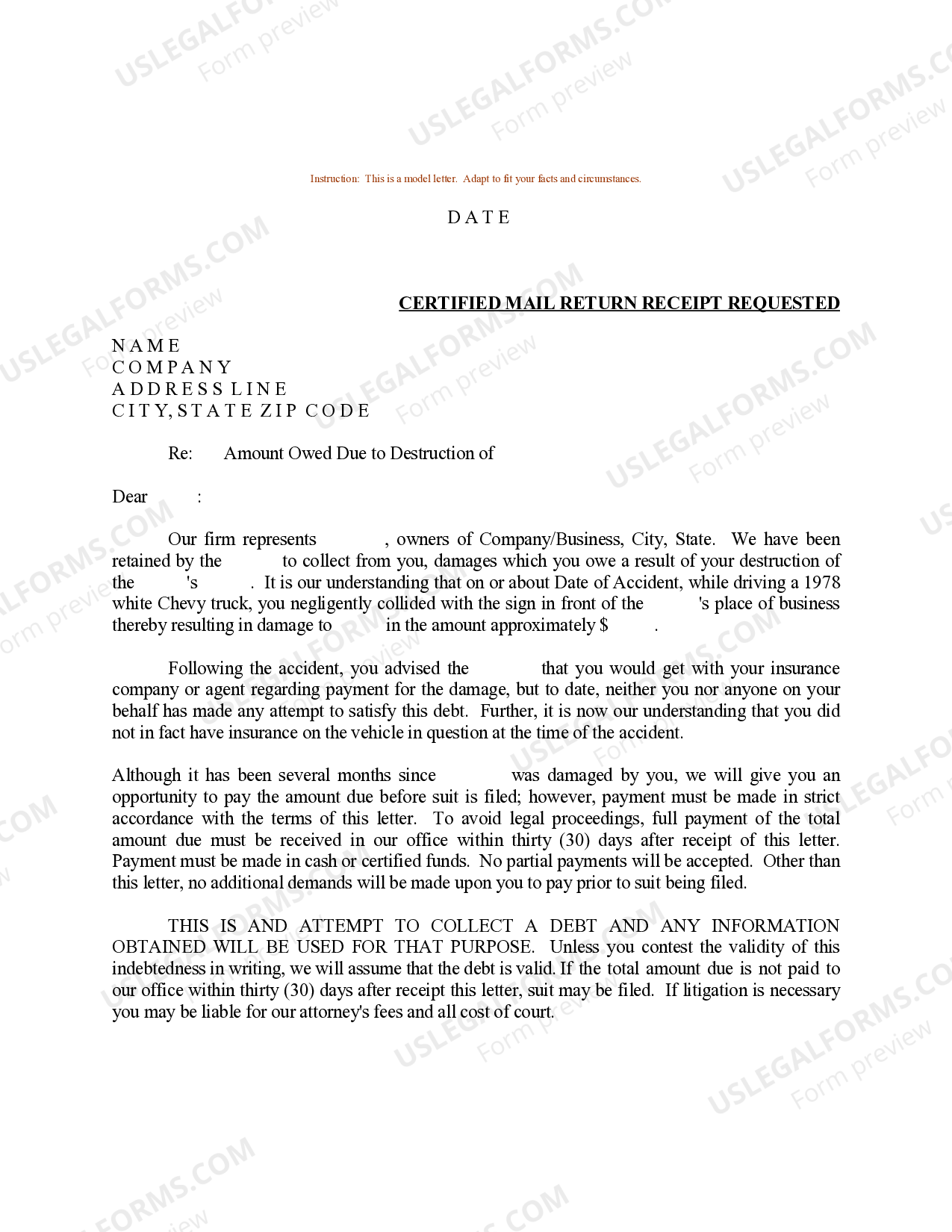 Sample Letter to Defendant Seeking Recovery of Funds Owed - Sample ...