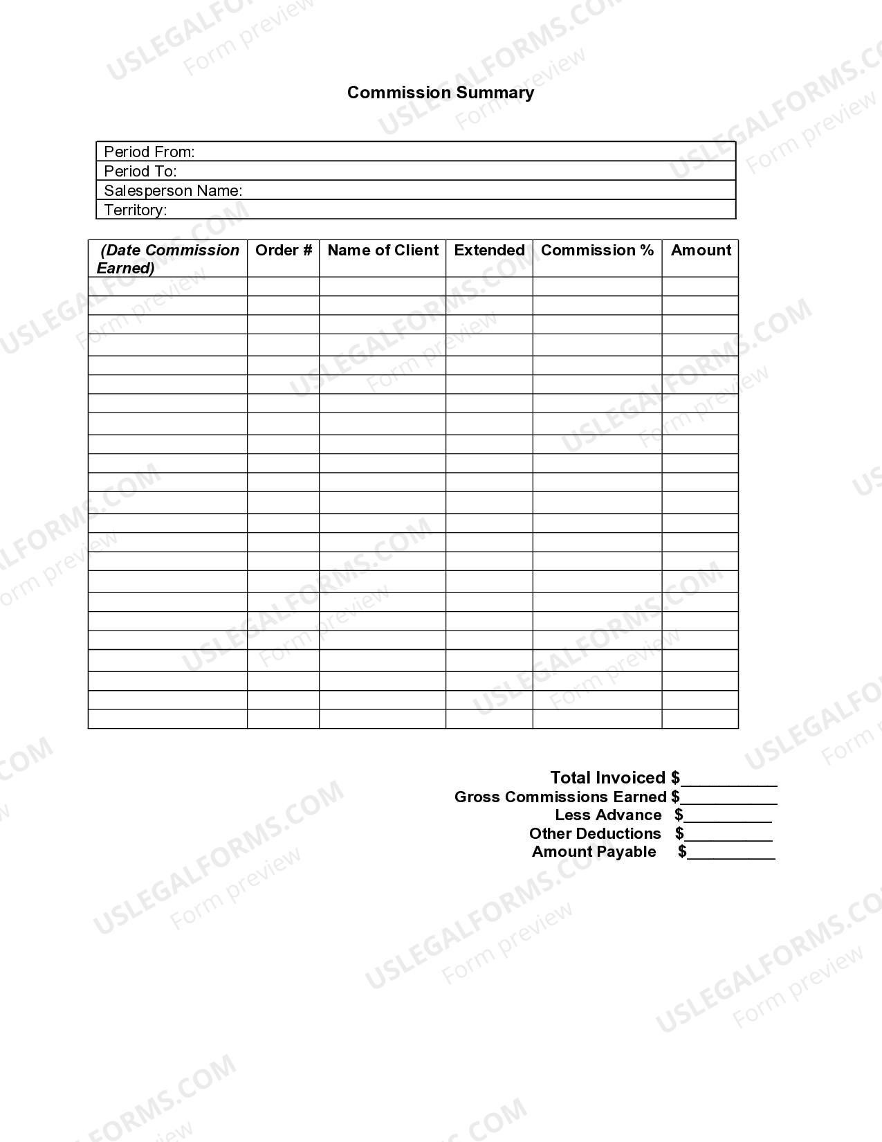 Florida Commission Summary | US Legal Forms