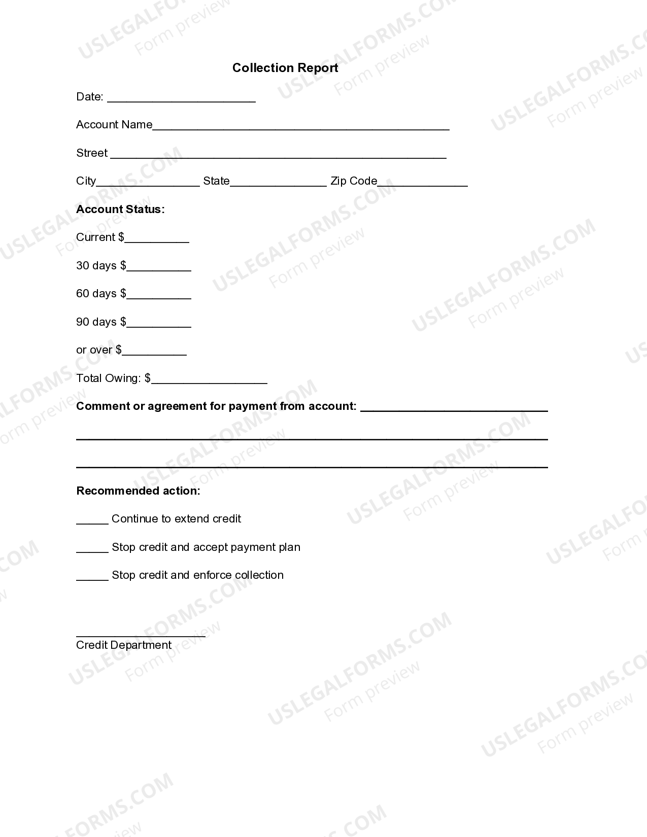 South Dakota Collection Report - Report Form | US Legal Forms