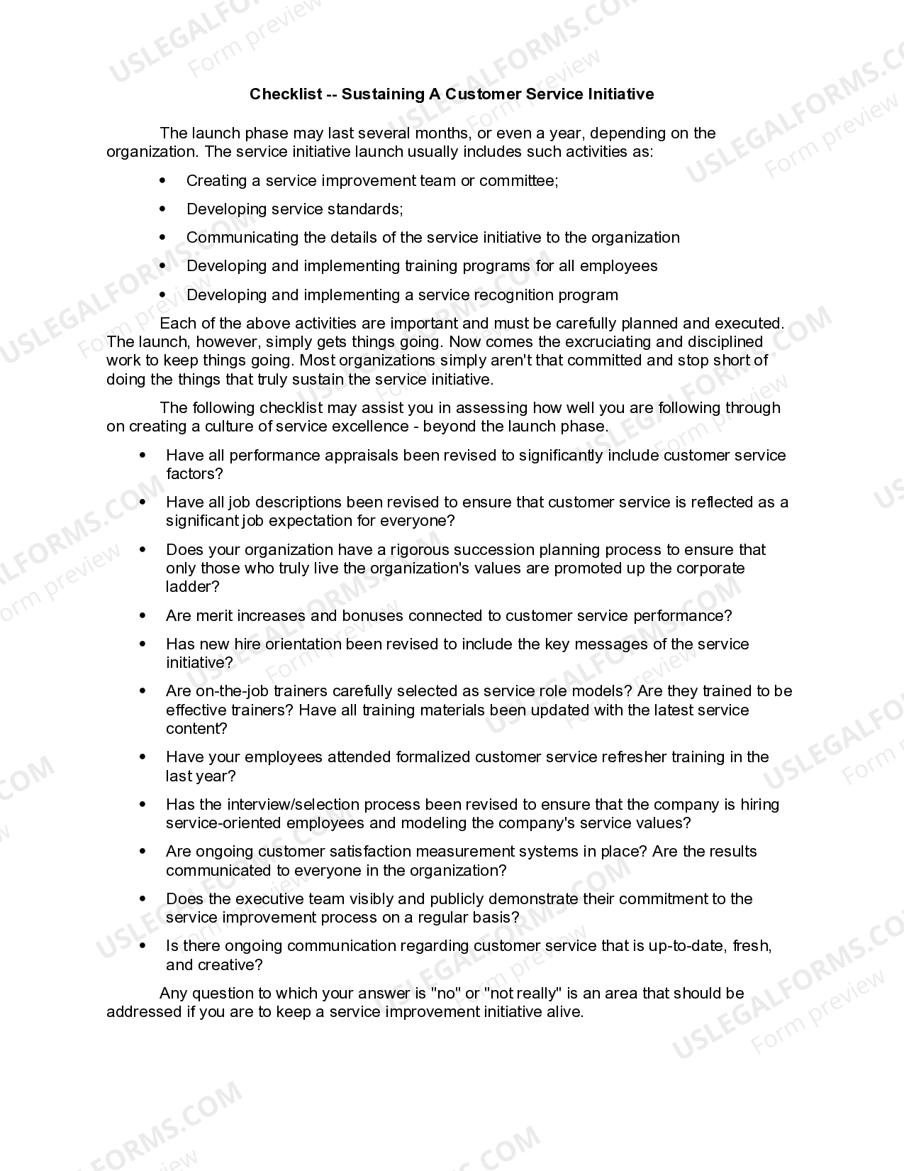 Maryland Checklist - Sustaining A Customer Service Initiative ...