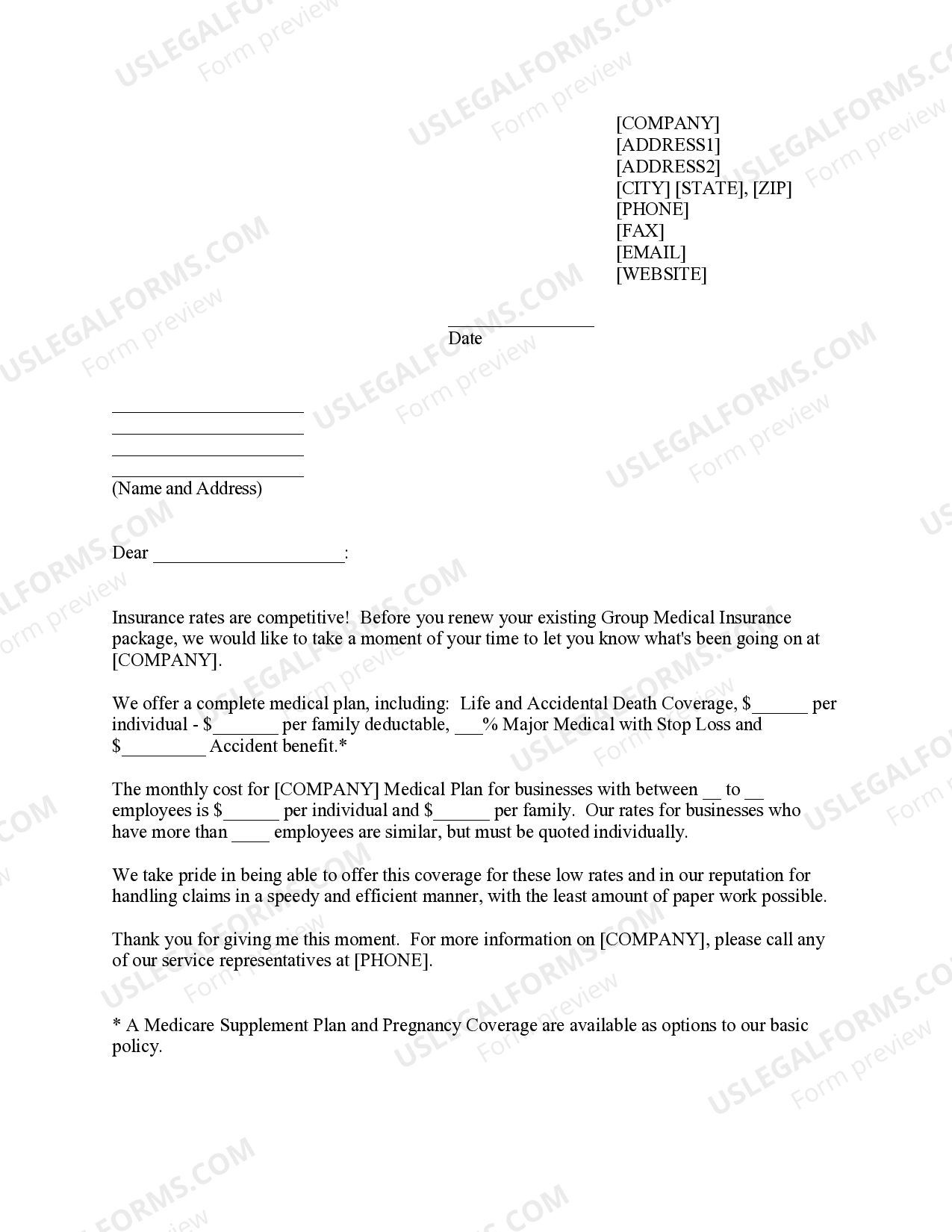 Sales Letter, Insurance - Insurance Sales Letter | US Legal Forms