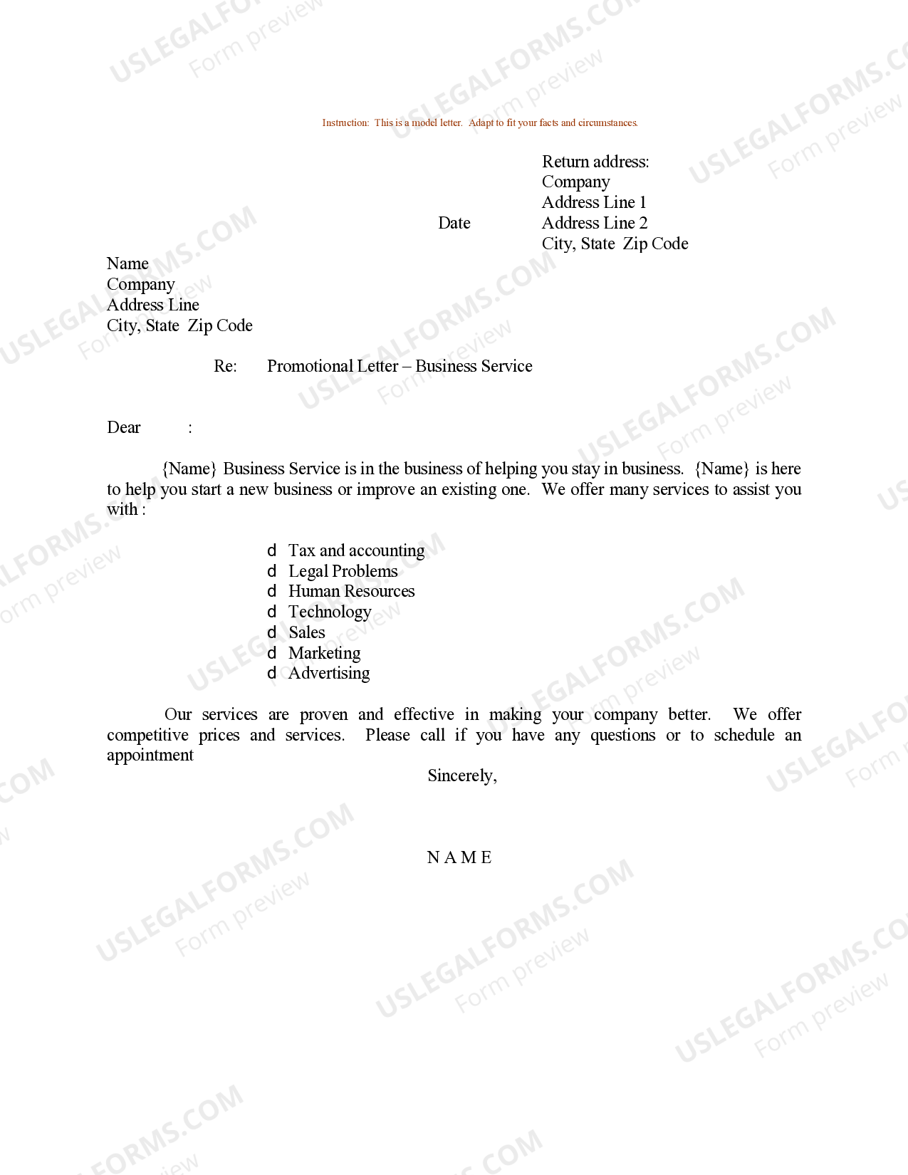 Minnesota Sample Letter for Promotional Letter - Business Service | US ...