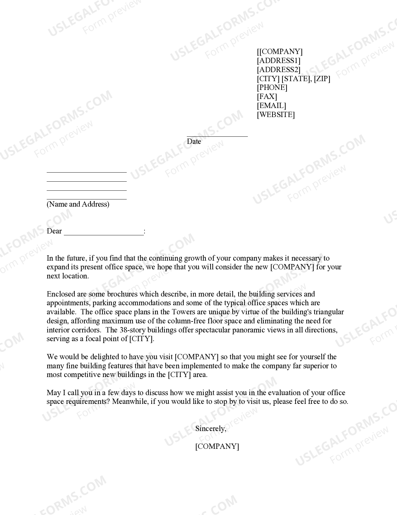 Sales Letter, Office Space | US Legal Forms