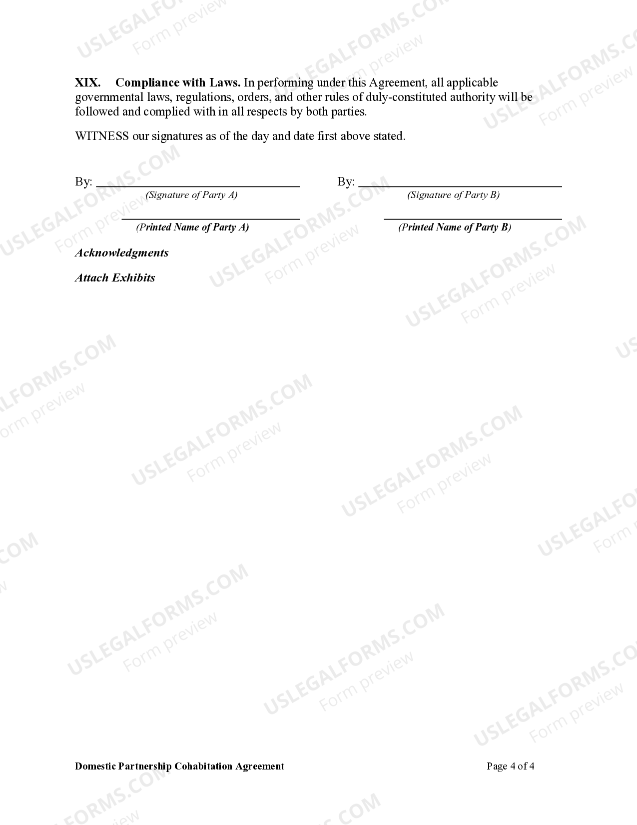 Connecticut Cohabitation Agreement for Unmarried Couples - Agreement ...