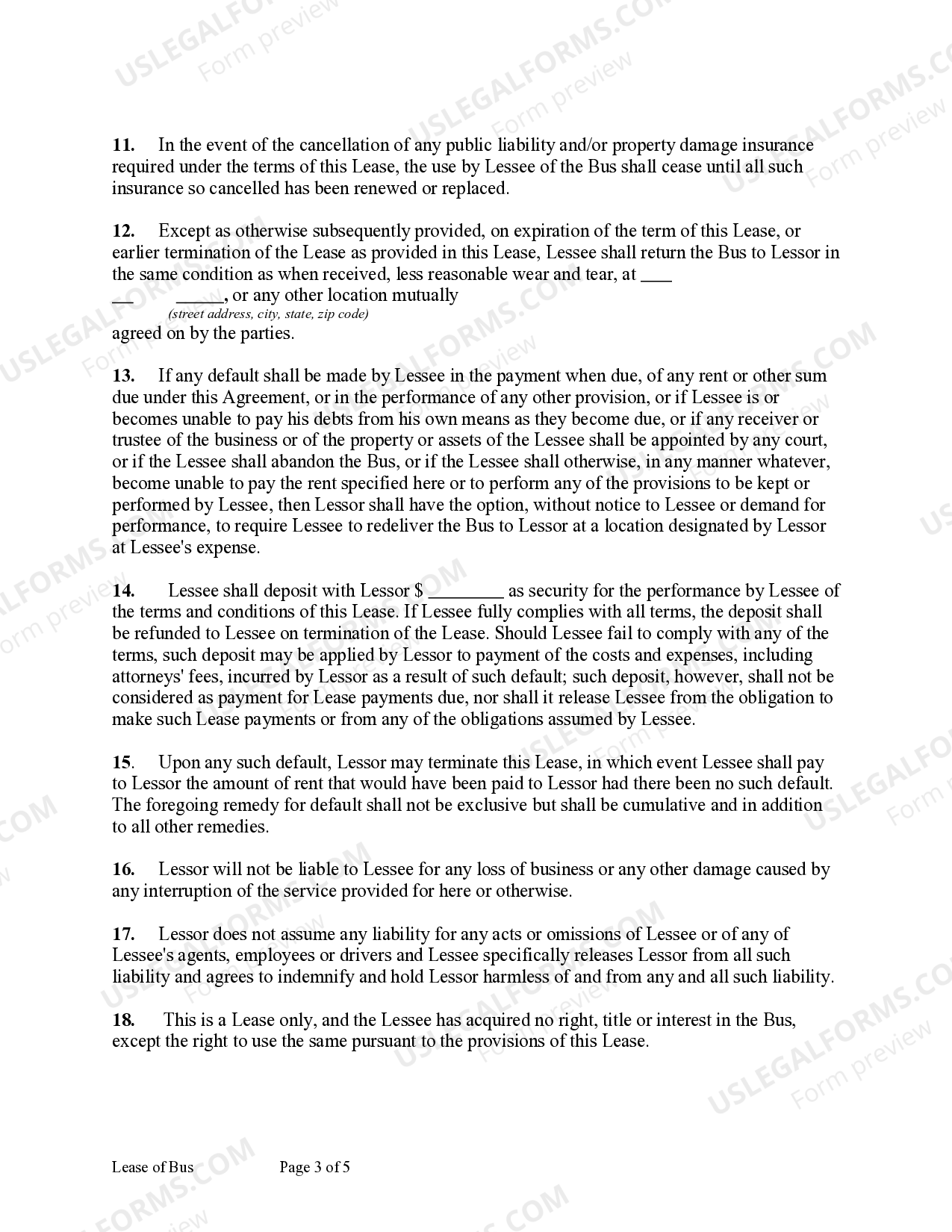 Rhode Island Bus Lease - Lease Minibus | US Legal Forms