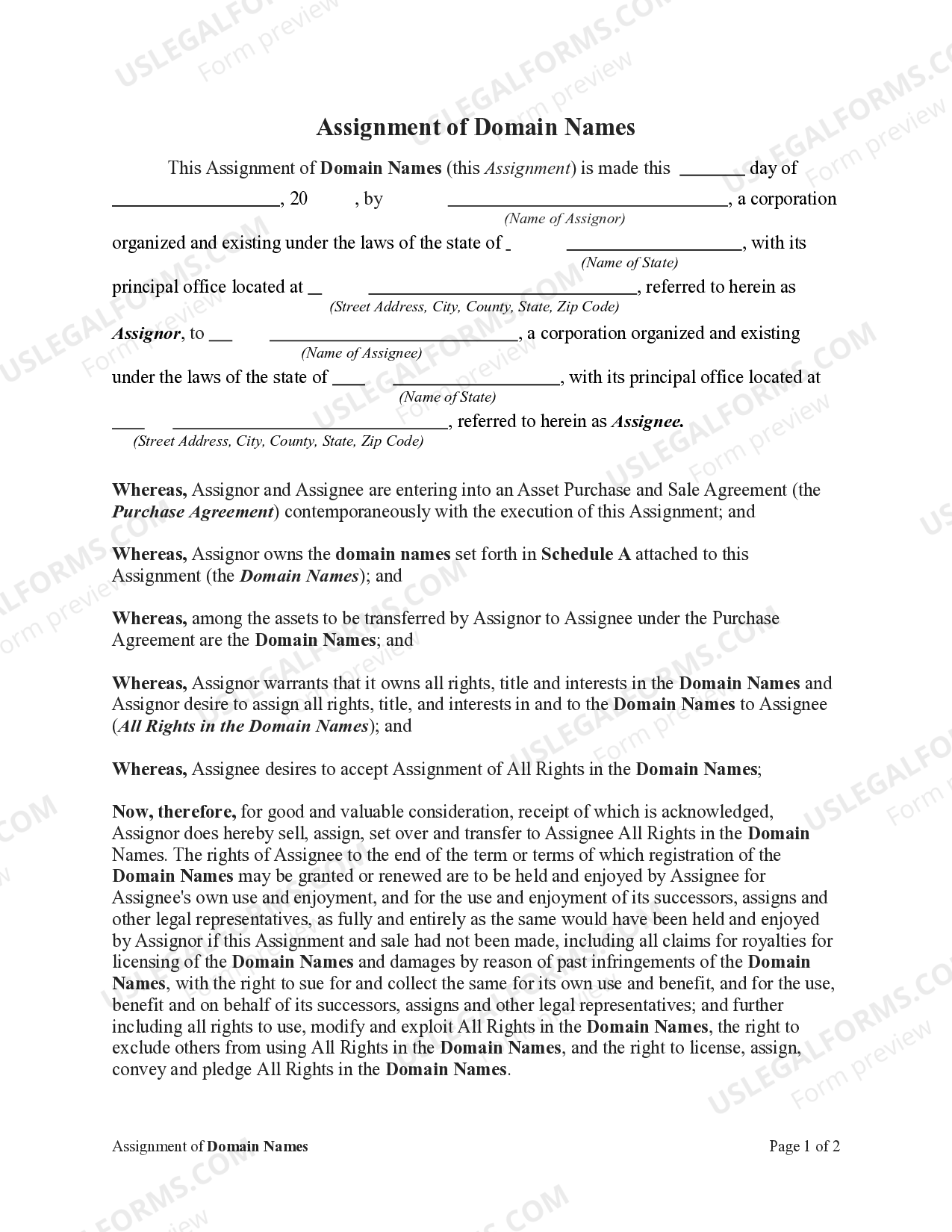 Hawaii Assignment of Domain Names - Domain Name Assignment | US Legal Forms