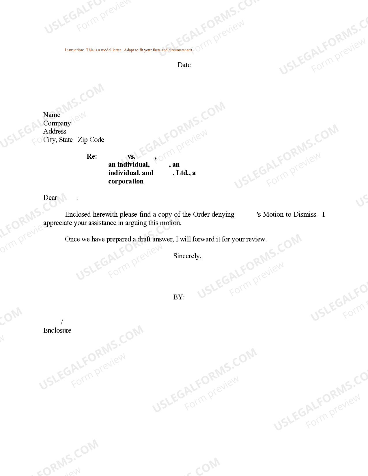 Sample Letter for Order Denying Motion - Sample Letter Denying | US ...