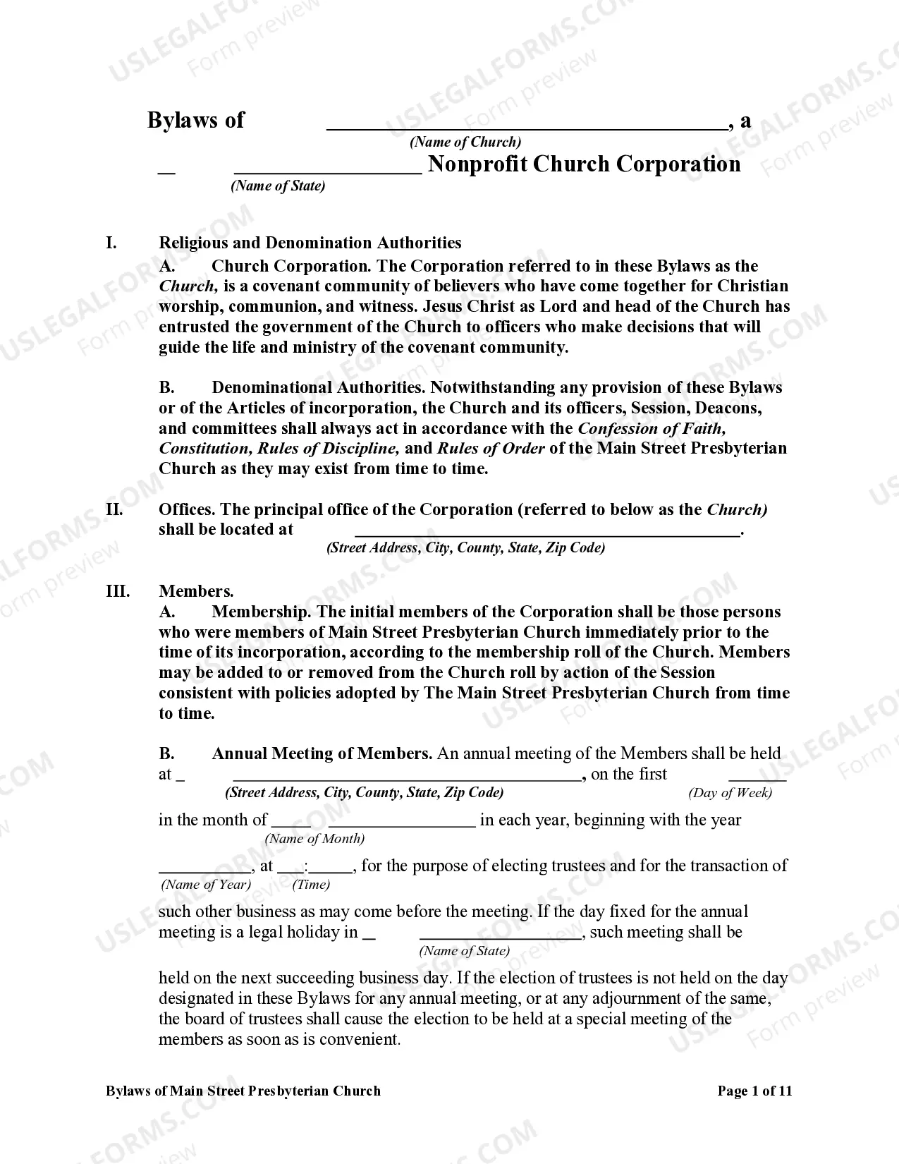 Pittsburgh Pennsylvania By Laws Of A Non Profit Church Corporation US Pittsburgh Pennsylvania By Laws Of A Non Profit Church Corporation US