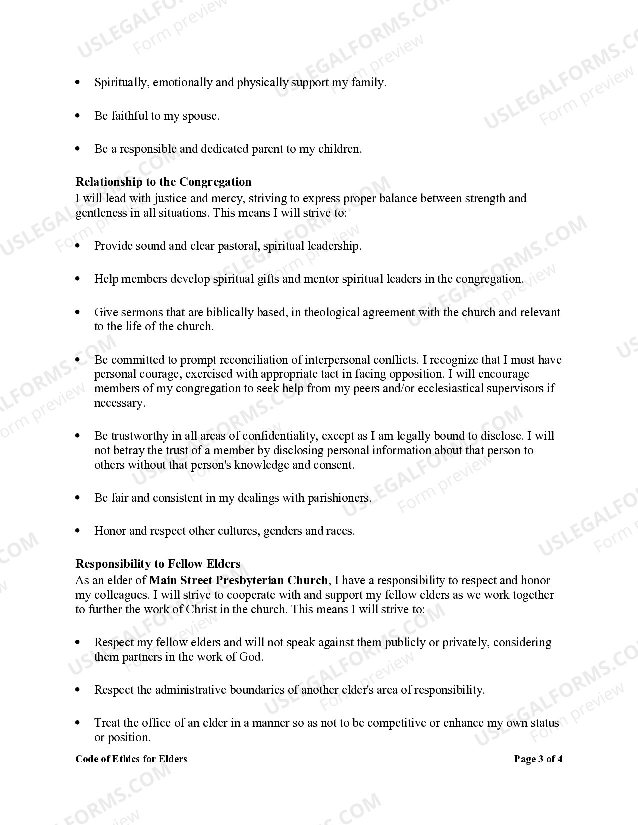 Massachusetts Code of Ethics for Elders of Main Street Presbyterian ...