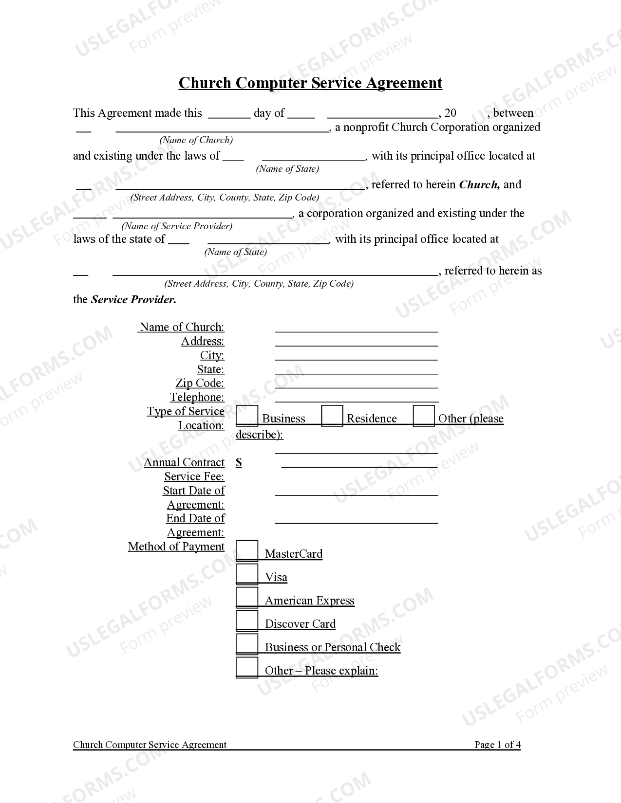 Church Computer Service Agreement - Computer Services Agreement | US ...