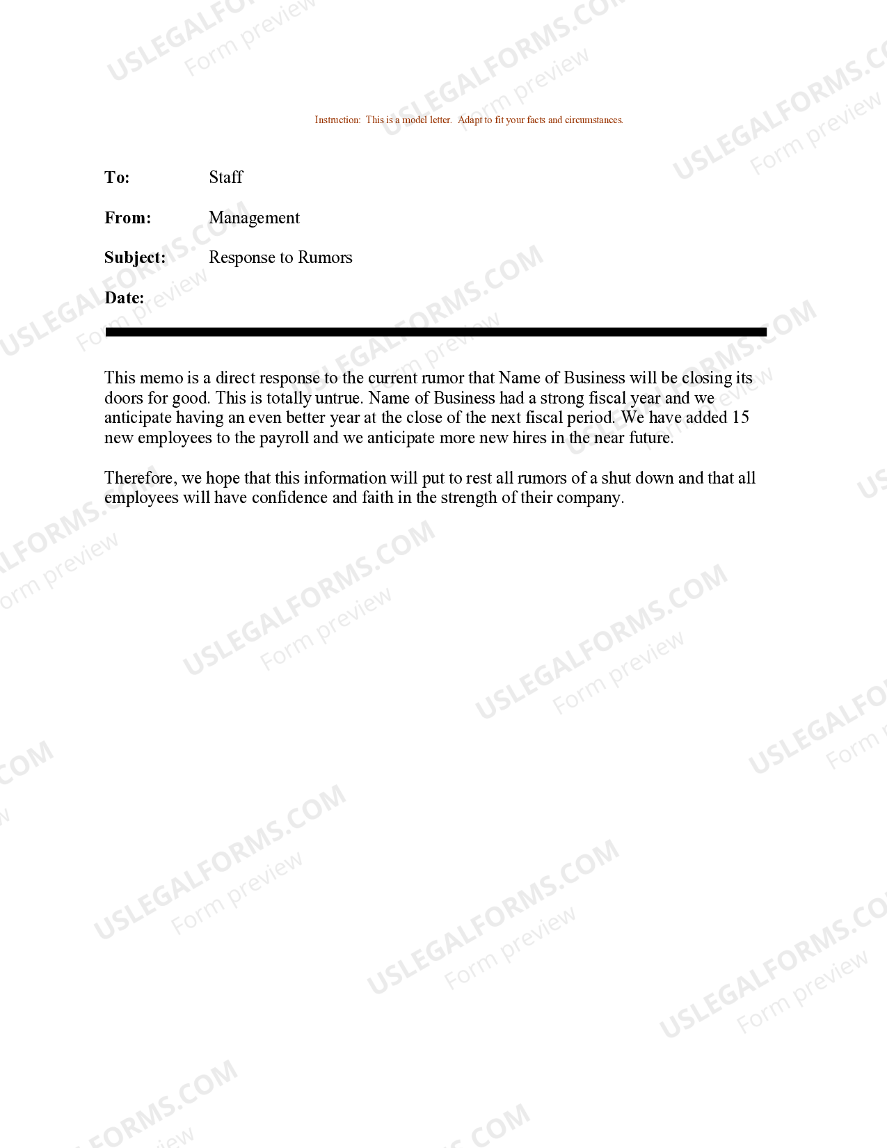 Mississippi Sample Letter for Response to Rumors - Sample Letter ...