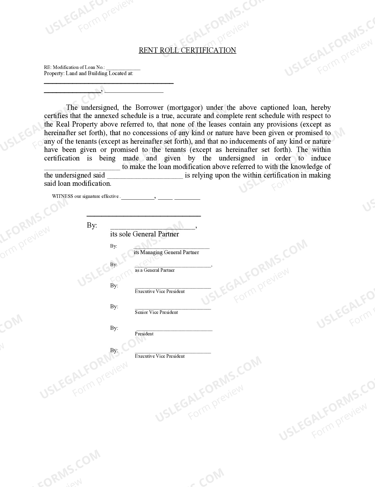 Ohio Rent Roll Certification - Rent Roll | US Legal Forms