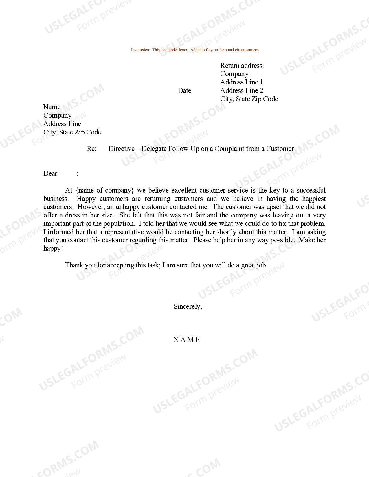 Sample Letter for Directive - Delegate Follow - Letter Delegate | US ...