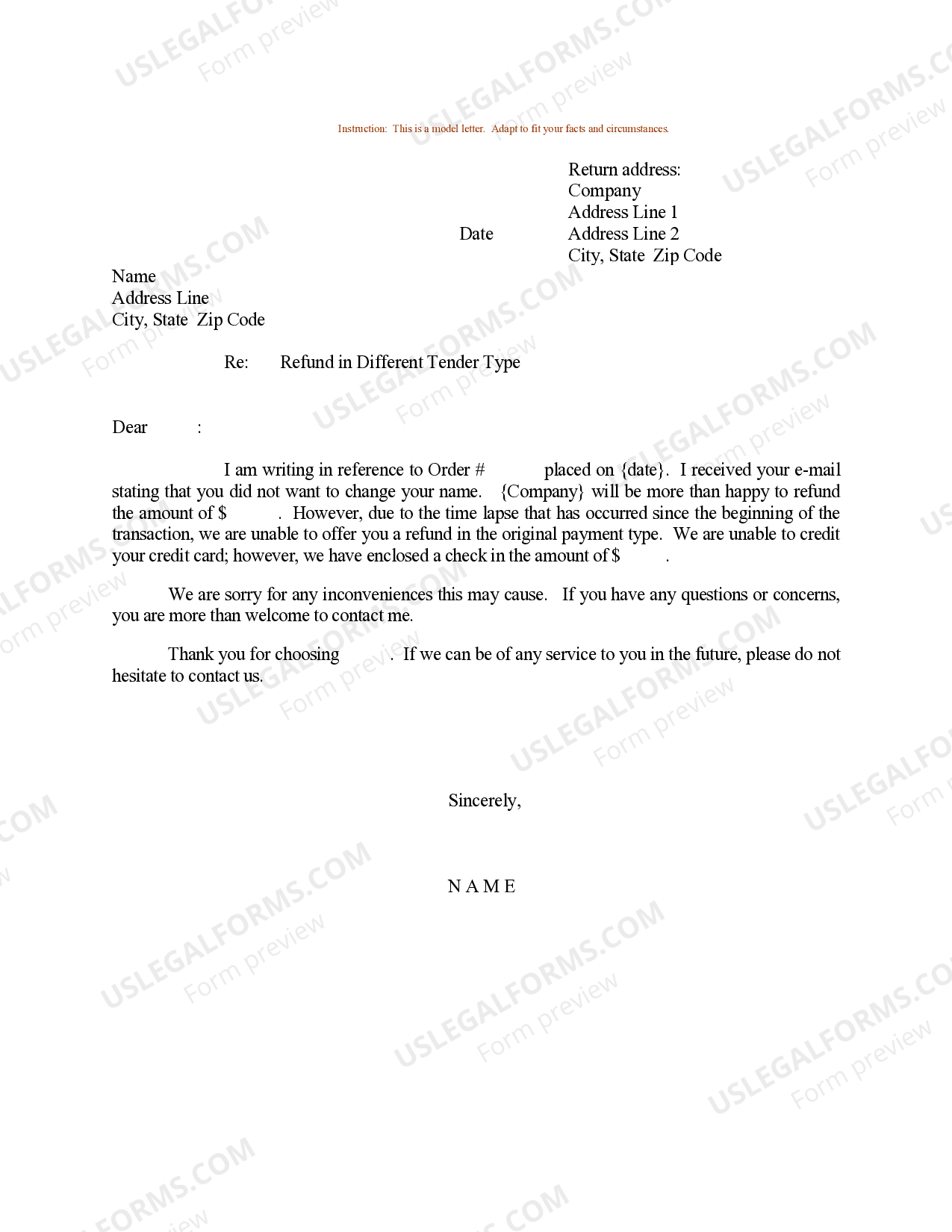 Tennessee Sample Letter for Refund in Different Tender Type - Different ...