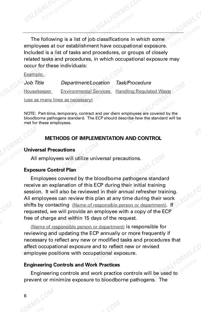 Model Plans and Programs for the OSHA Bloodborne Pathogens and Hazard ...