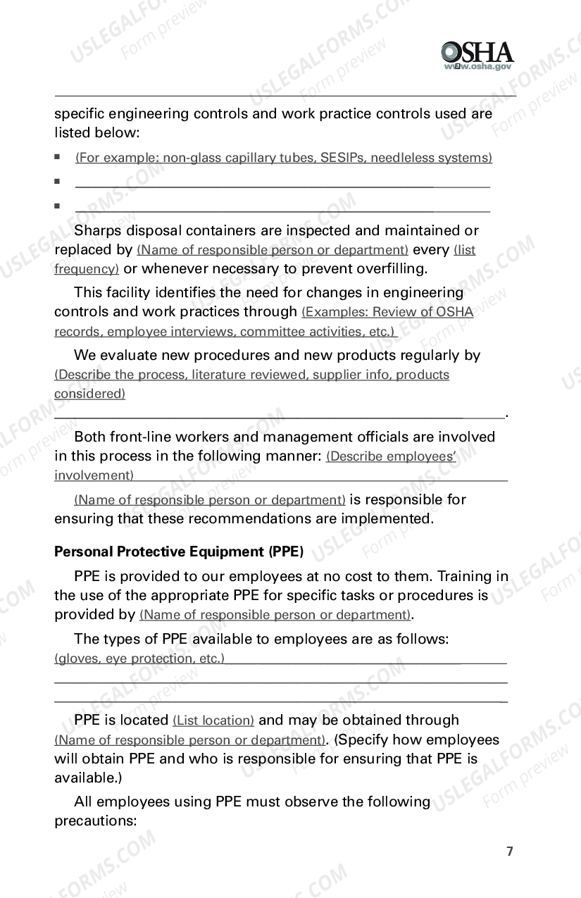 West Virginia Model Plans and Programs for the OSHA Bloodborne ...