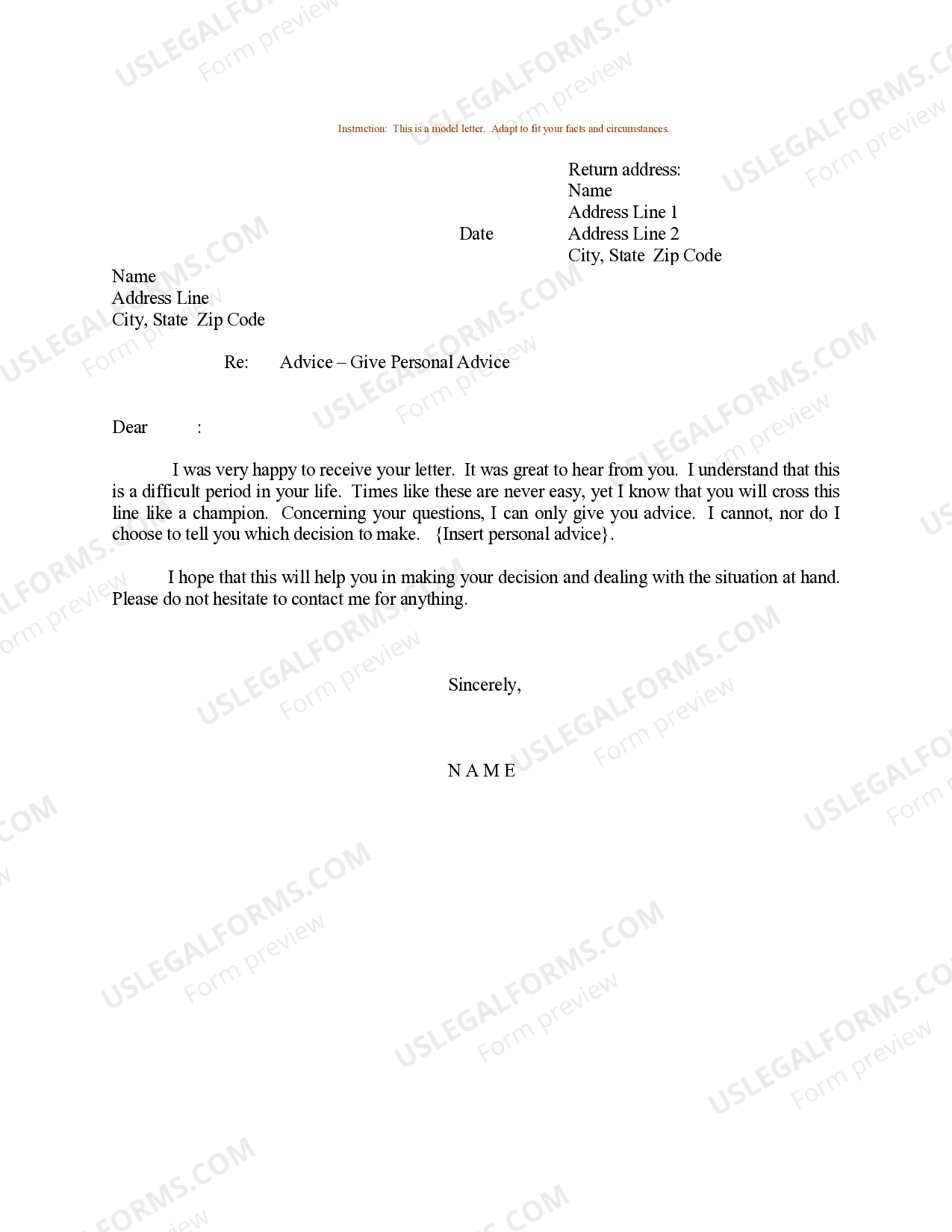 Mississippi Sample Letter for Offer Advice - Personal - Sample Letter ...