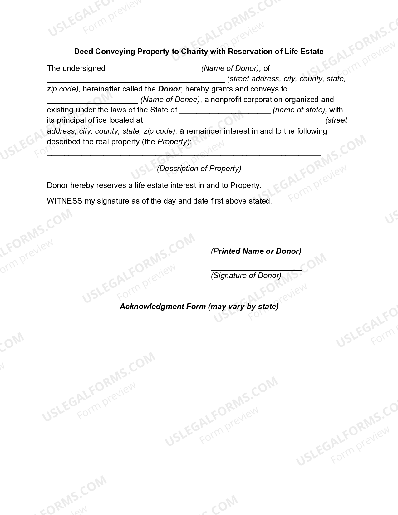 Sacramento California Deed Conveying Property to Charity with ...