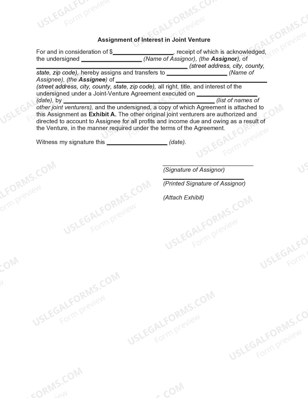 Mississippi Assignment of Interest in Joint Venture - Venture Joint ...