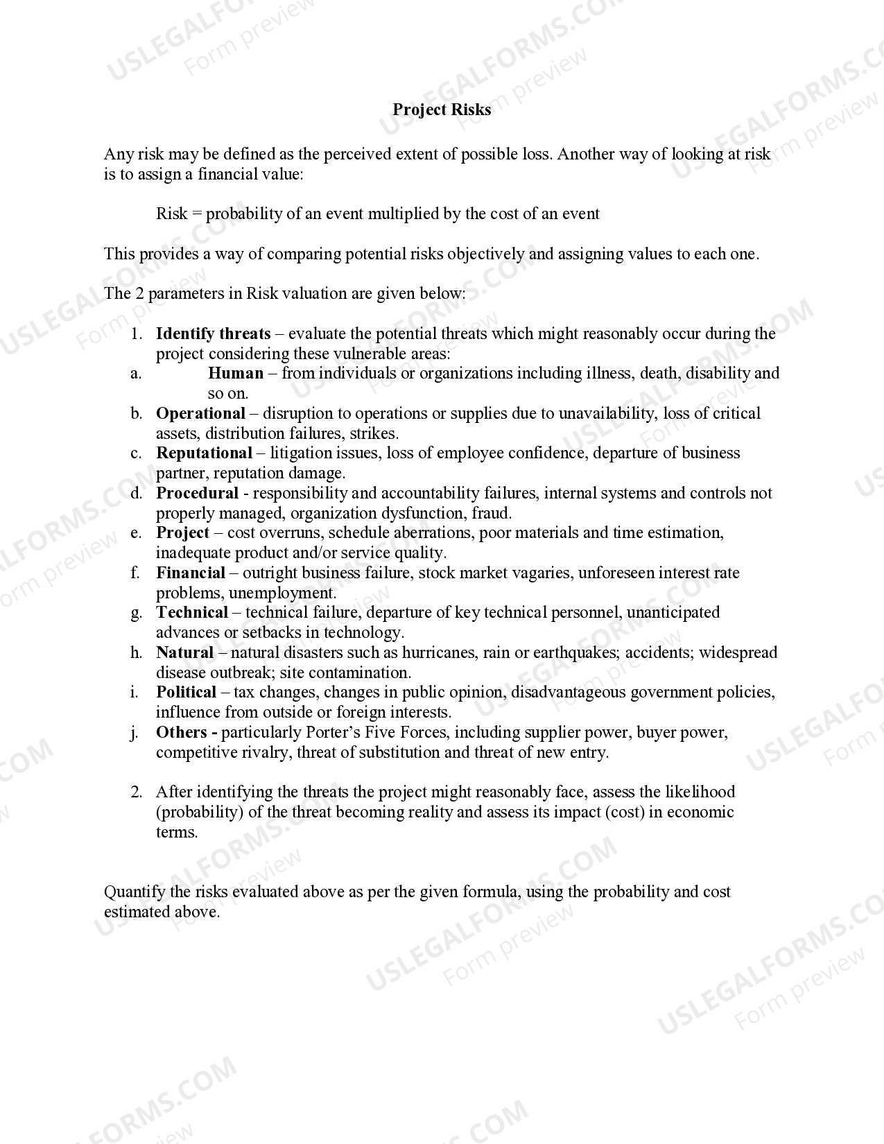 Project Risks | US Legal Forms