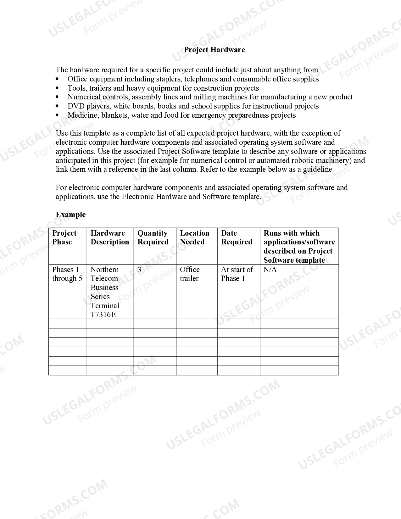 Project Hardware | US Legal Forms