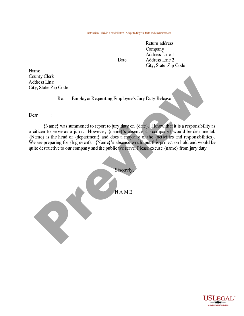 Indiana Sample Letter For Employer Reing Employee s Jury Duty 