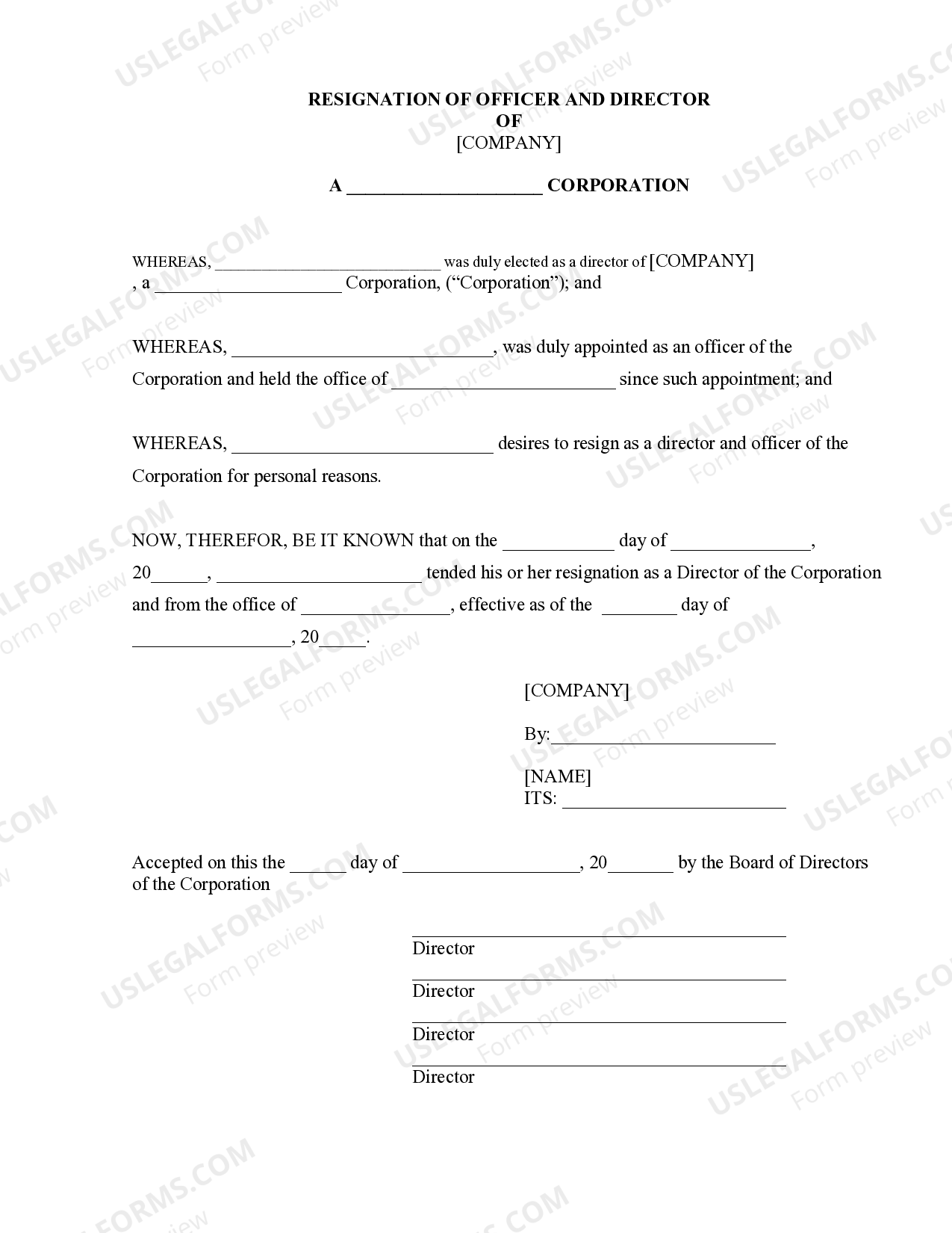 Resignation of Officer or Director and Acceptance - Resignation ...